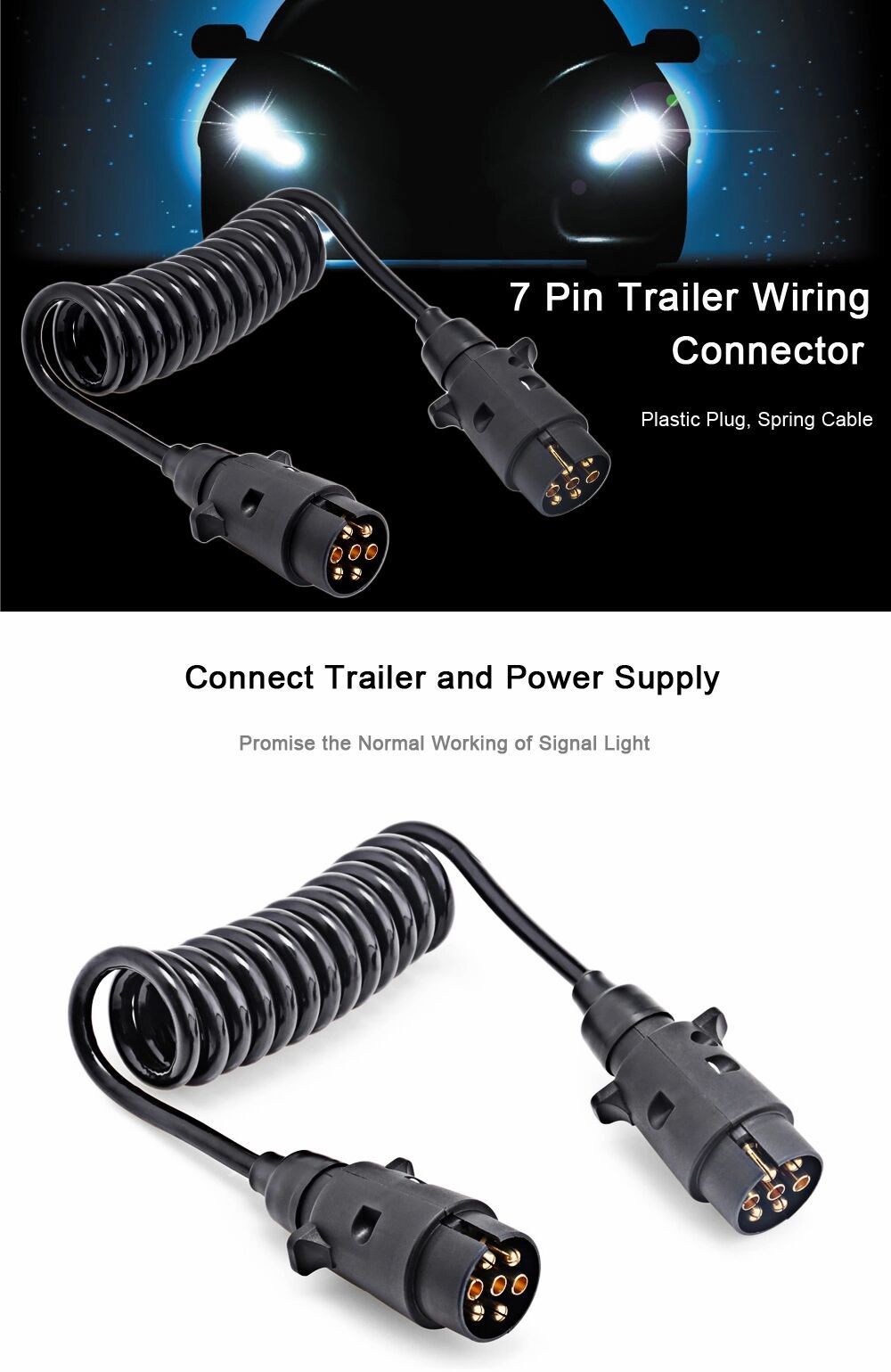 High Quality 7x0.5mm2 Coiled Truck Cord Cable 7 Pin Trailer Plug Cable ...