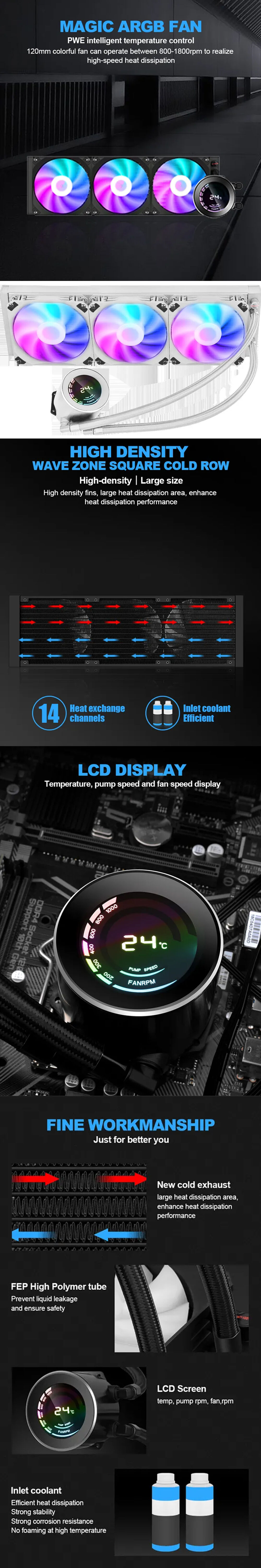 360 Liquid Cooling Series Cpu Cooler Water Fan Argb Rgb Computer Water ...