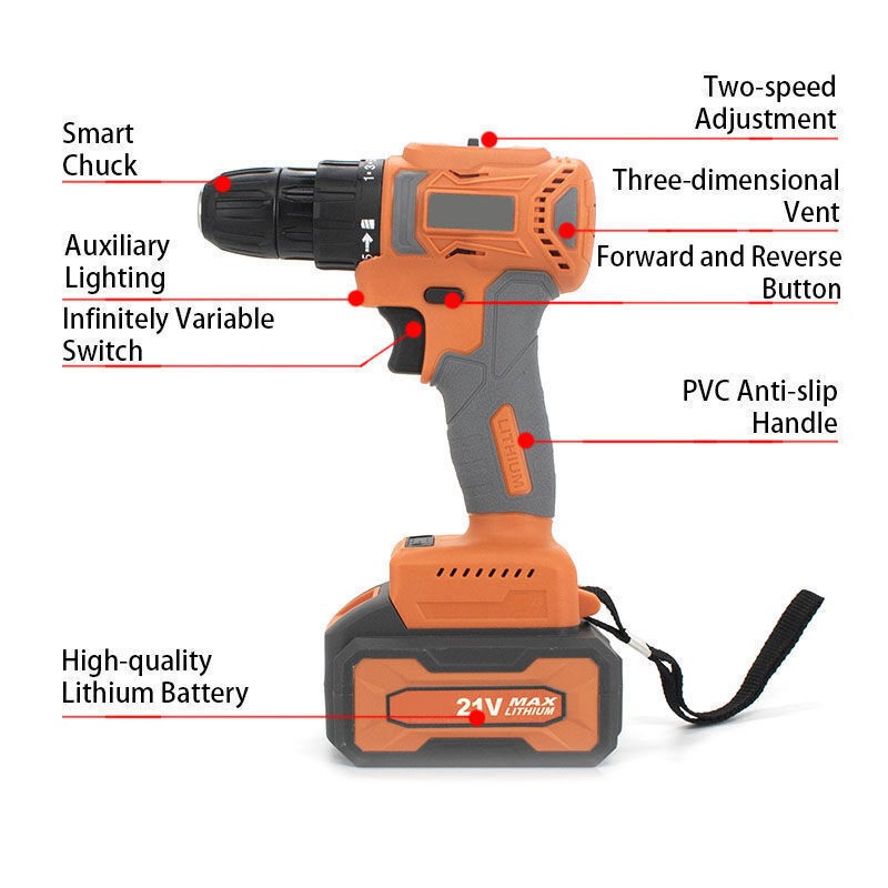 21v 2.0ah/4.0ah Powerful Hand Drilling Machine Cordless Drills Battery ...