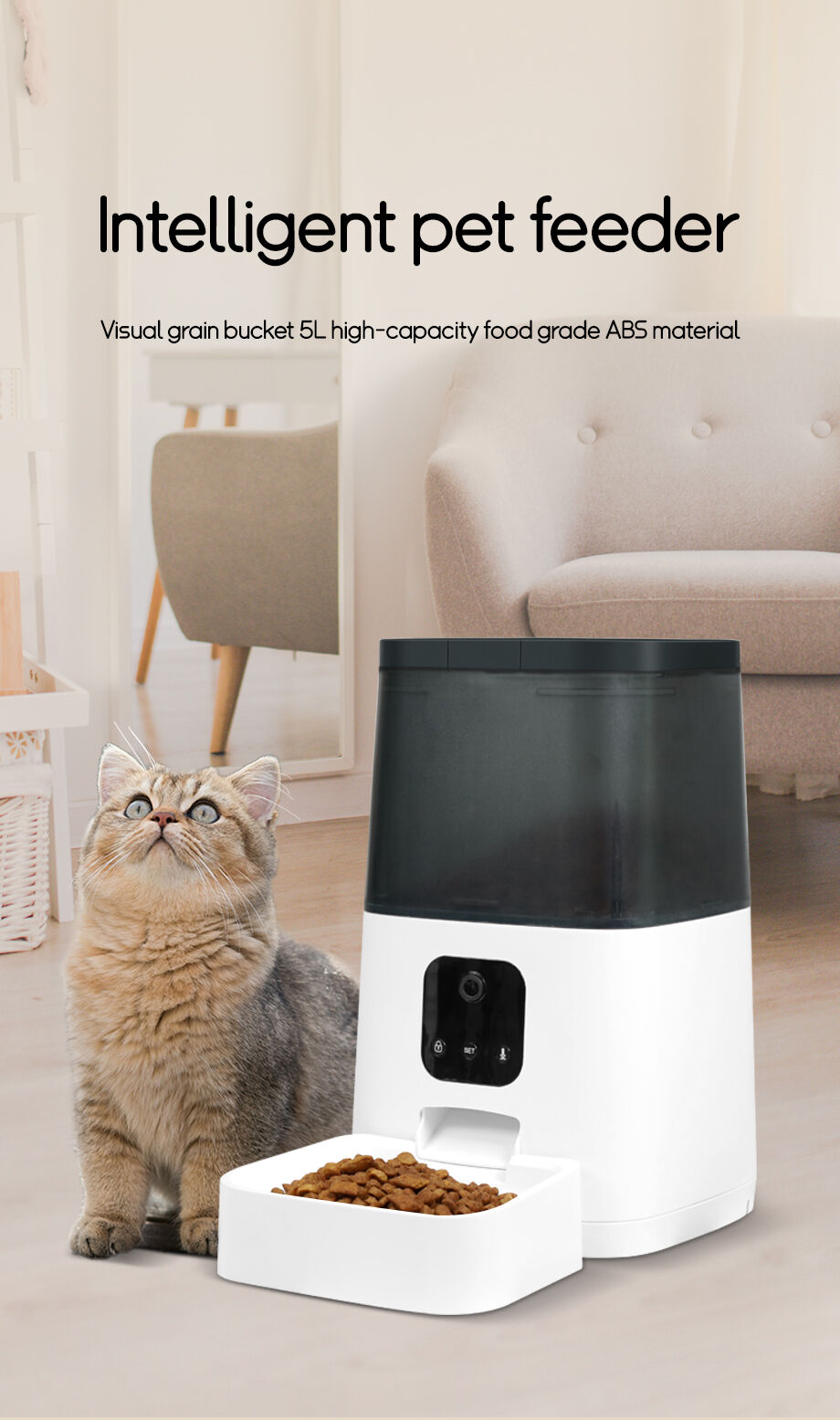 Mobipeet Cat Food Automatic Feeder Dog Feeder Pet Feeder Feeding Cat Self-service Feeding ...