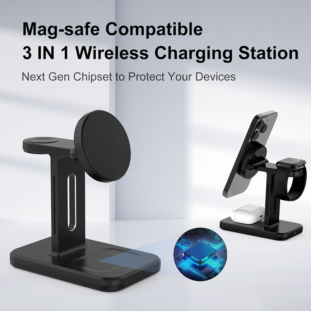 3 In 1 Magnetic Wireless Charger 15w Fast Charging Stand Mobile Phone ...