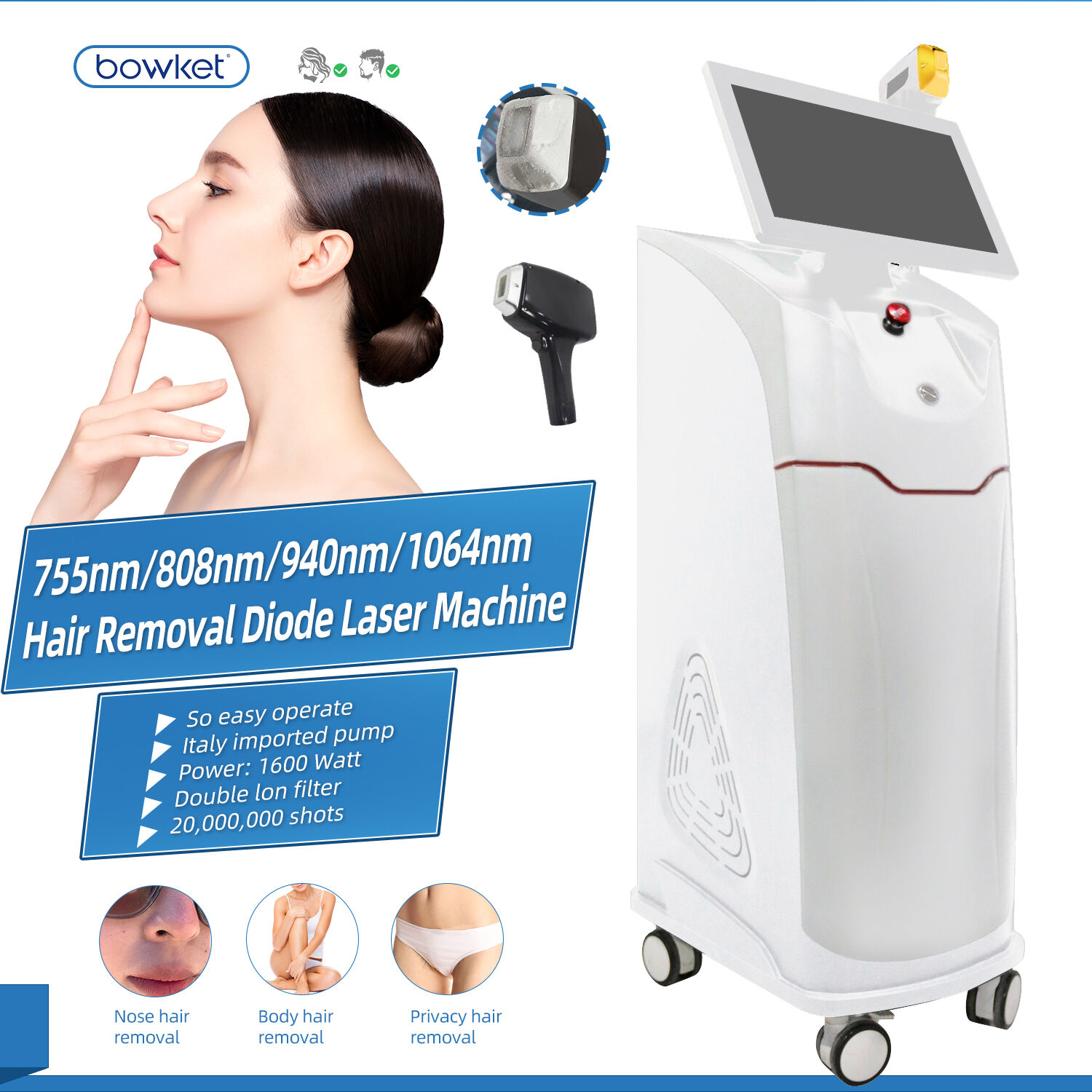 High Power 4 Waves Diode Laser 940nm 808nm 755nm 1064nmmedical Ce ...