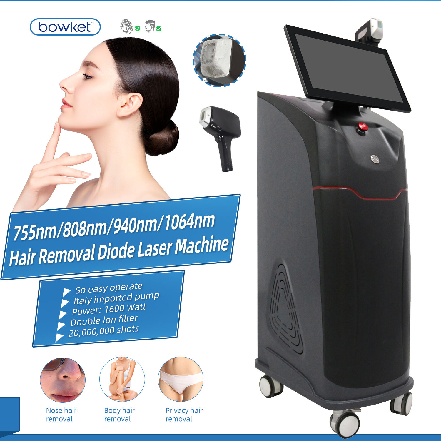 High Power 4 Waves Diode Laser 940nm 808nm 755nm 1064nmmedical Ce ...