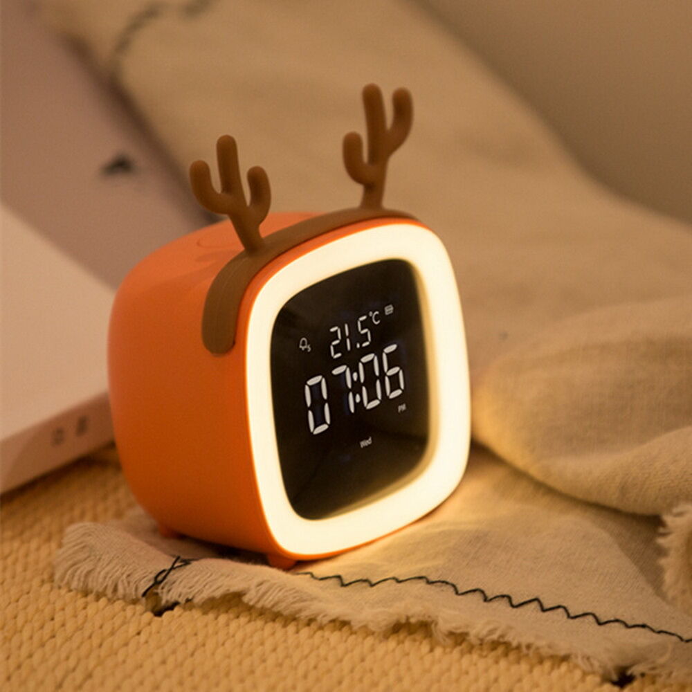 Cute Digital Alarm Clock With Charger Tv Night Light Clocks For ...