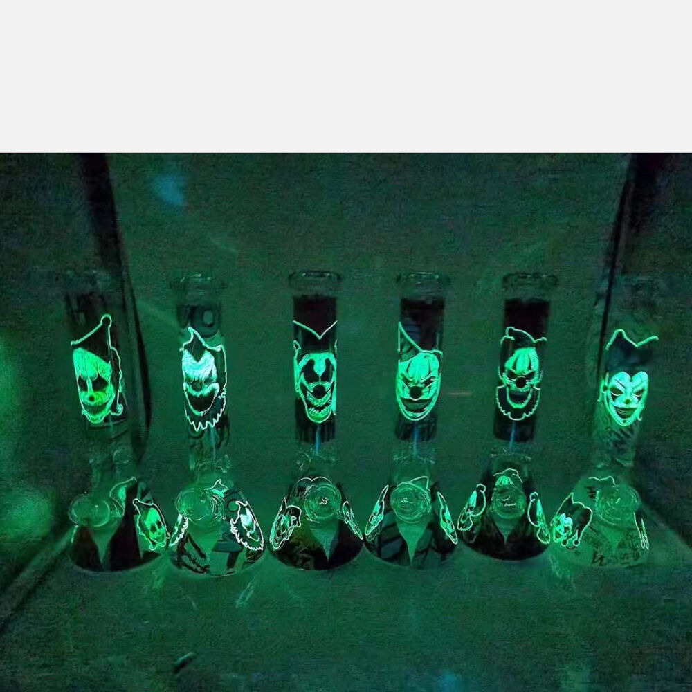 Custom Logo High Quality Glow In Dark Glass Smoking Bongs Water Beaker ...