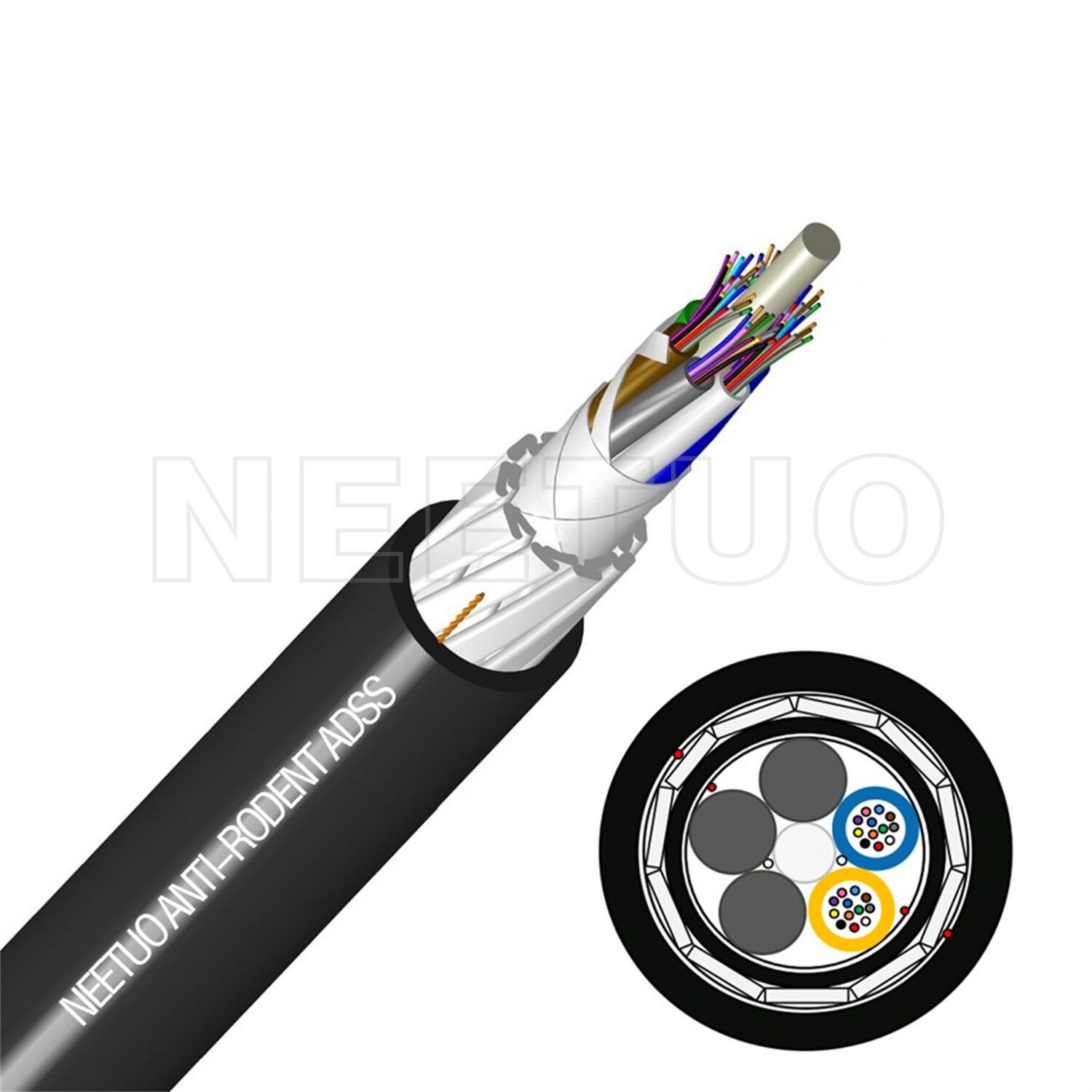 Outdoor Aerial Cable Adss Cable 24f 50m 100m Span Optical Fiber Cable ...