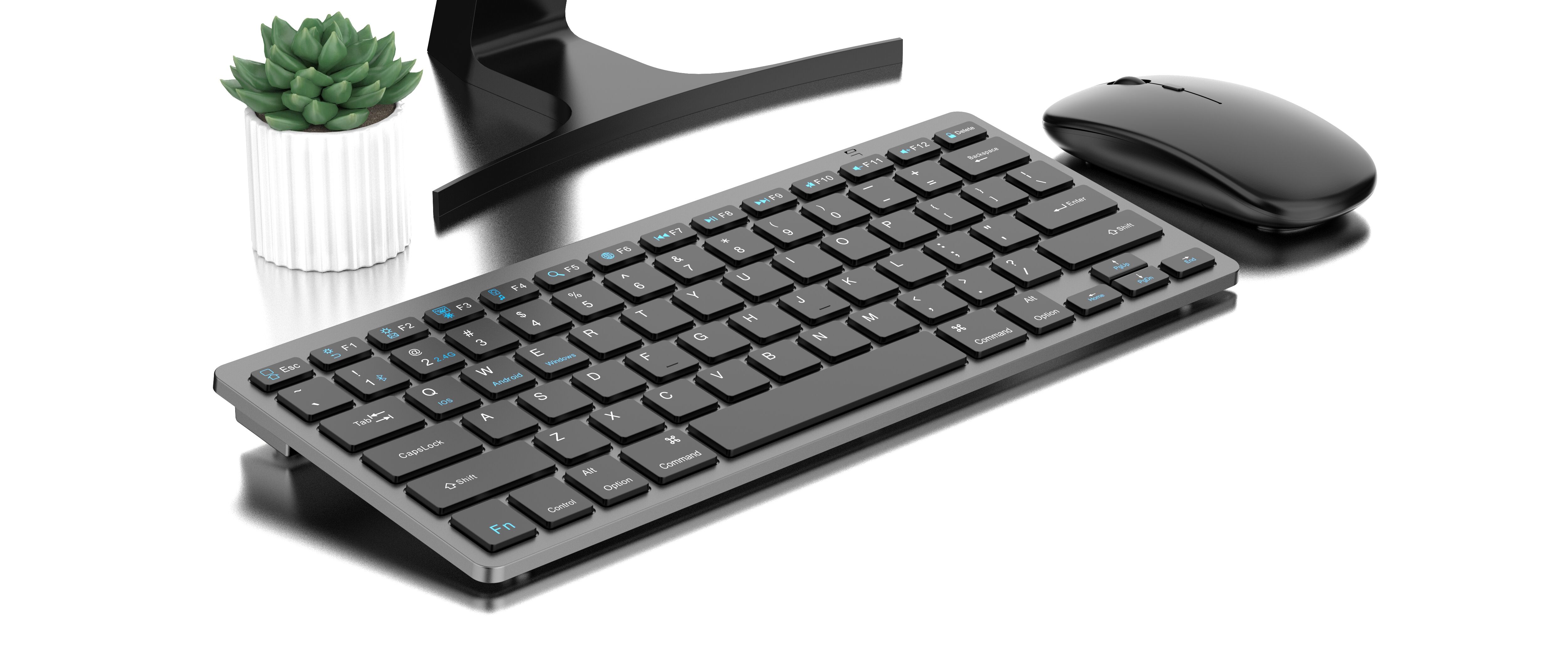 Wireless Keyboard And Mouse Combo, 2.4ghz + Bt3.0 Ultra Slim Wireless ...
