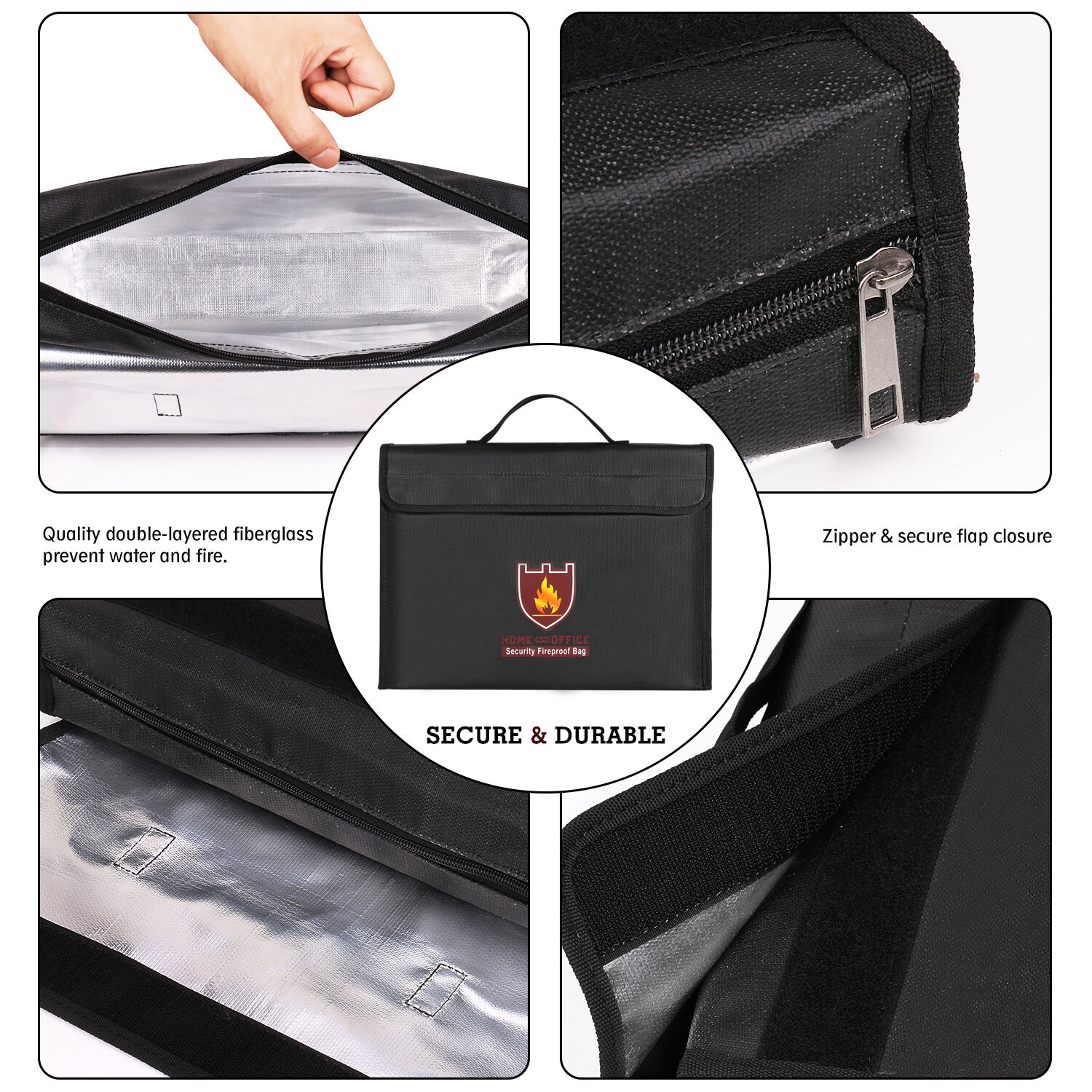 Fireproof Briefcase Bag Cross-section Portable Security Closure Fire ...