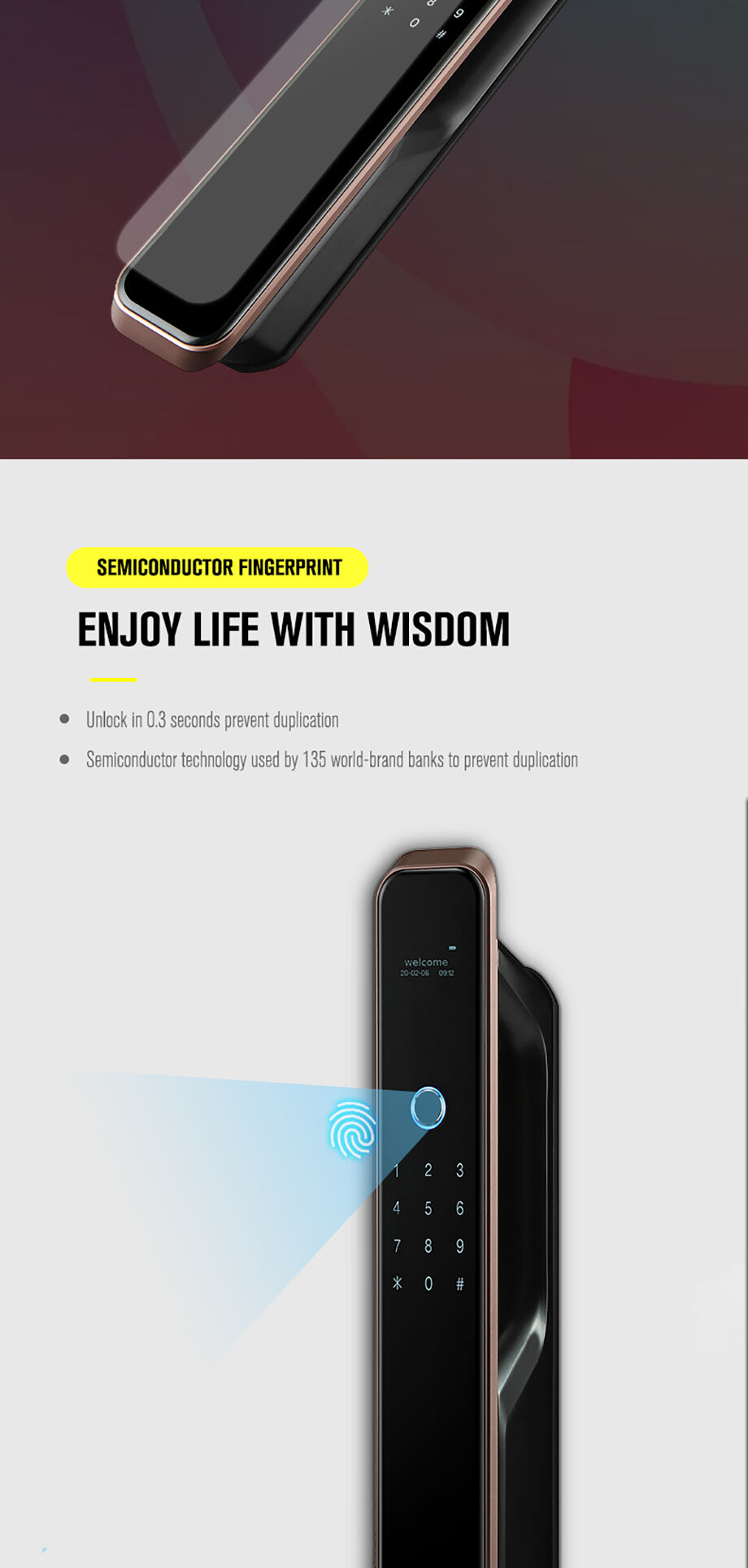Automatic Ble/wifi Grey Fingerprint Card Key Unloock Double Security ...
