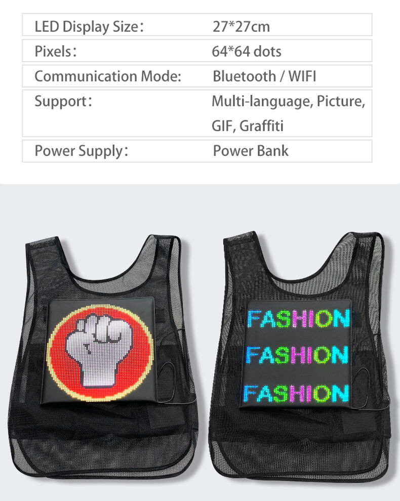 Advertising Led Vest With Led Screen Wireless App Control Led Display ...