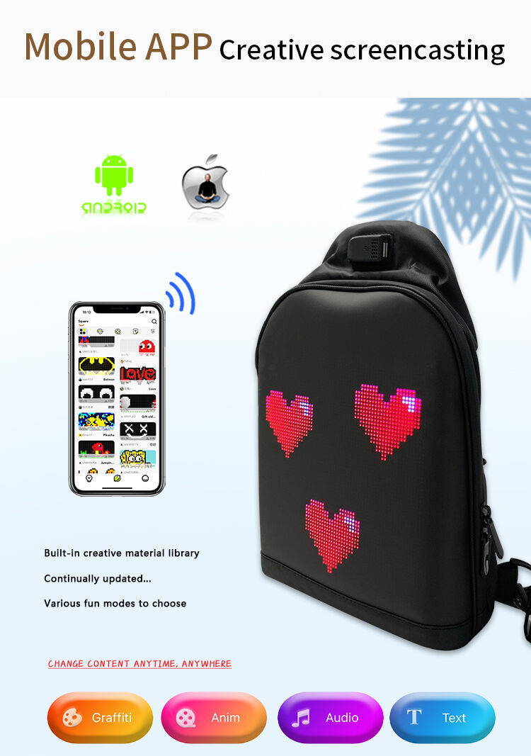 Full Color Screen Led Crossbody Bag Programmable Diy Advertising ...