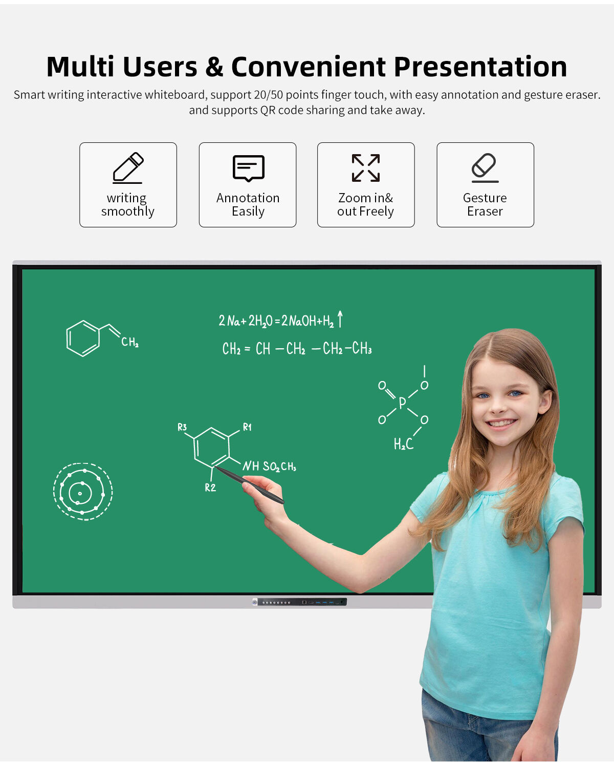 Hot Selling Media Signage Touch Interactive Whiteboard Classroom ...
