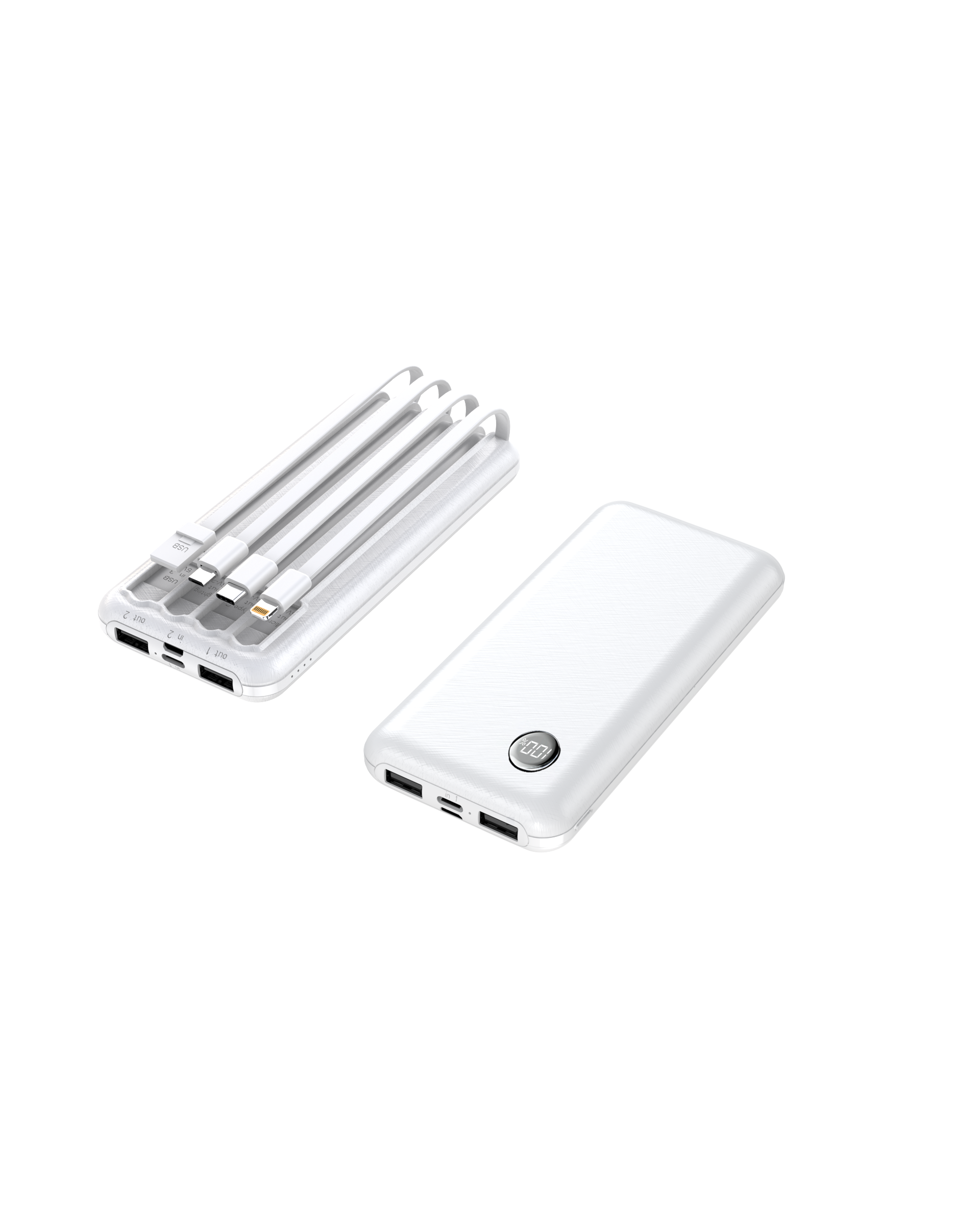 Slim Power Bank With Detachable Built-in Cables, Portable 10000mah ...