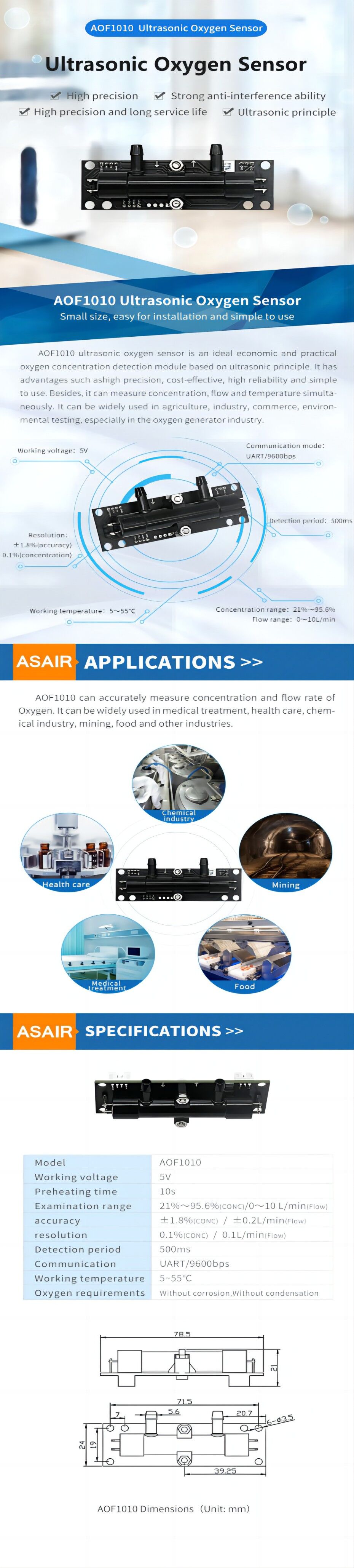 A0f1010 Ultrasonic Oxygen Sensor, Sensor, Gas Sensors, A0f1010 - Buy ...