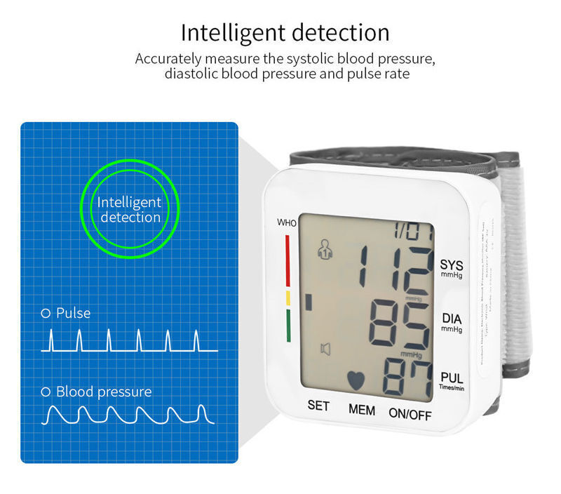 Electric Digital Blood Pressure Monitor Wrist Blood Pressure With Lcd ...