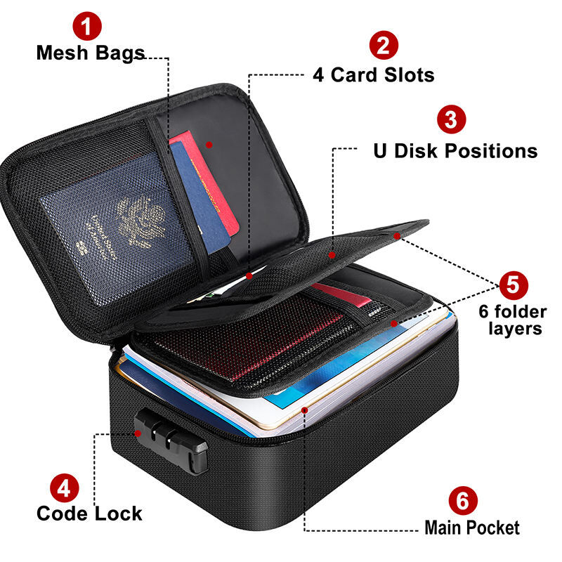 Fireproof Document Bag With Lock Silicone Glass Fiber Travel Waterproof ...