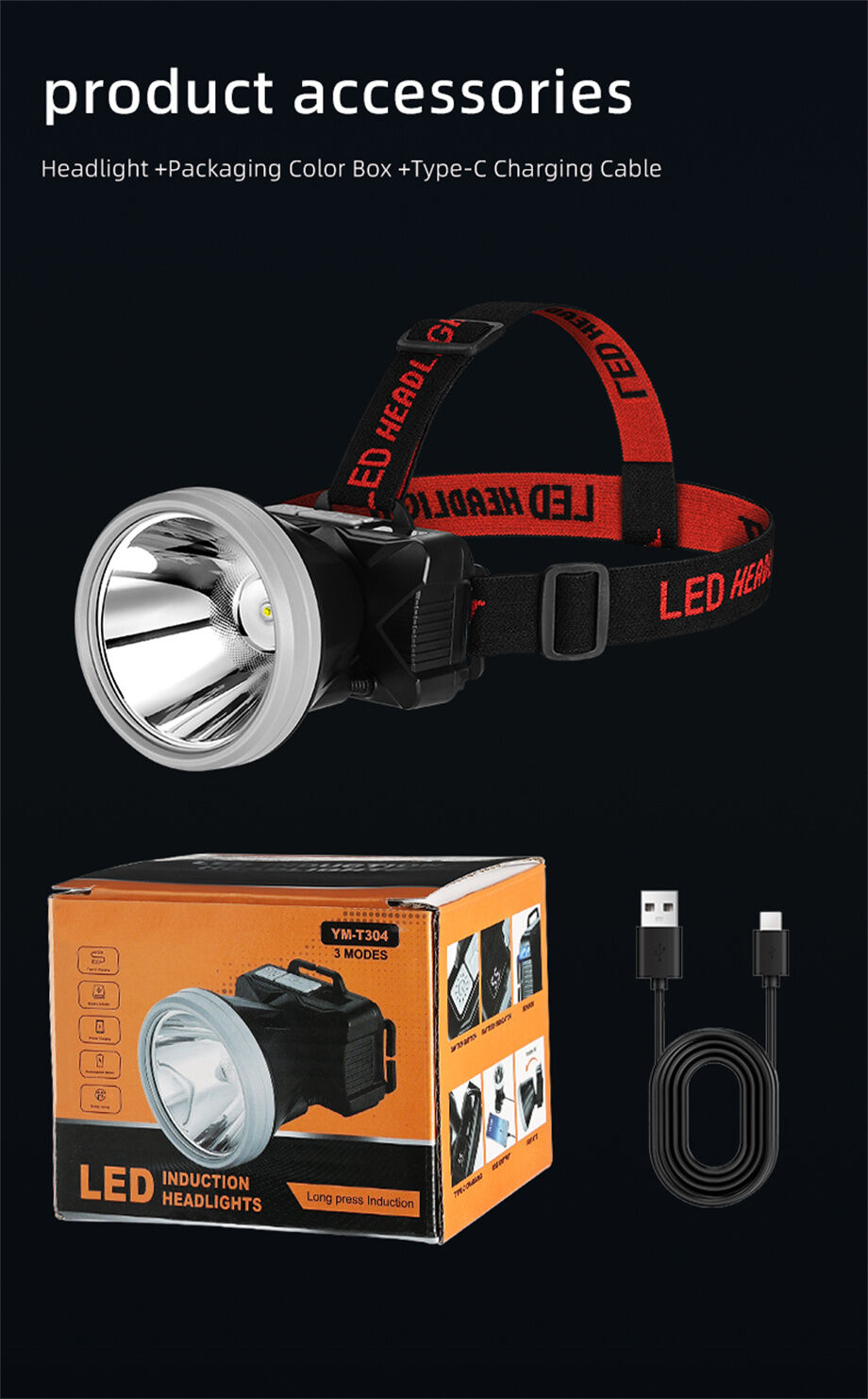 Xhp50 Power Display Good Price Headlamp Built-in 18650 Type-c ...