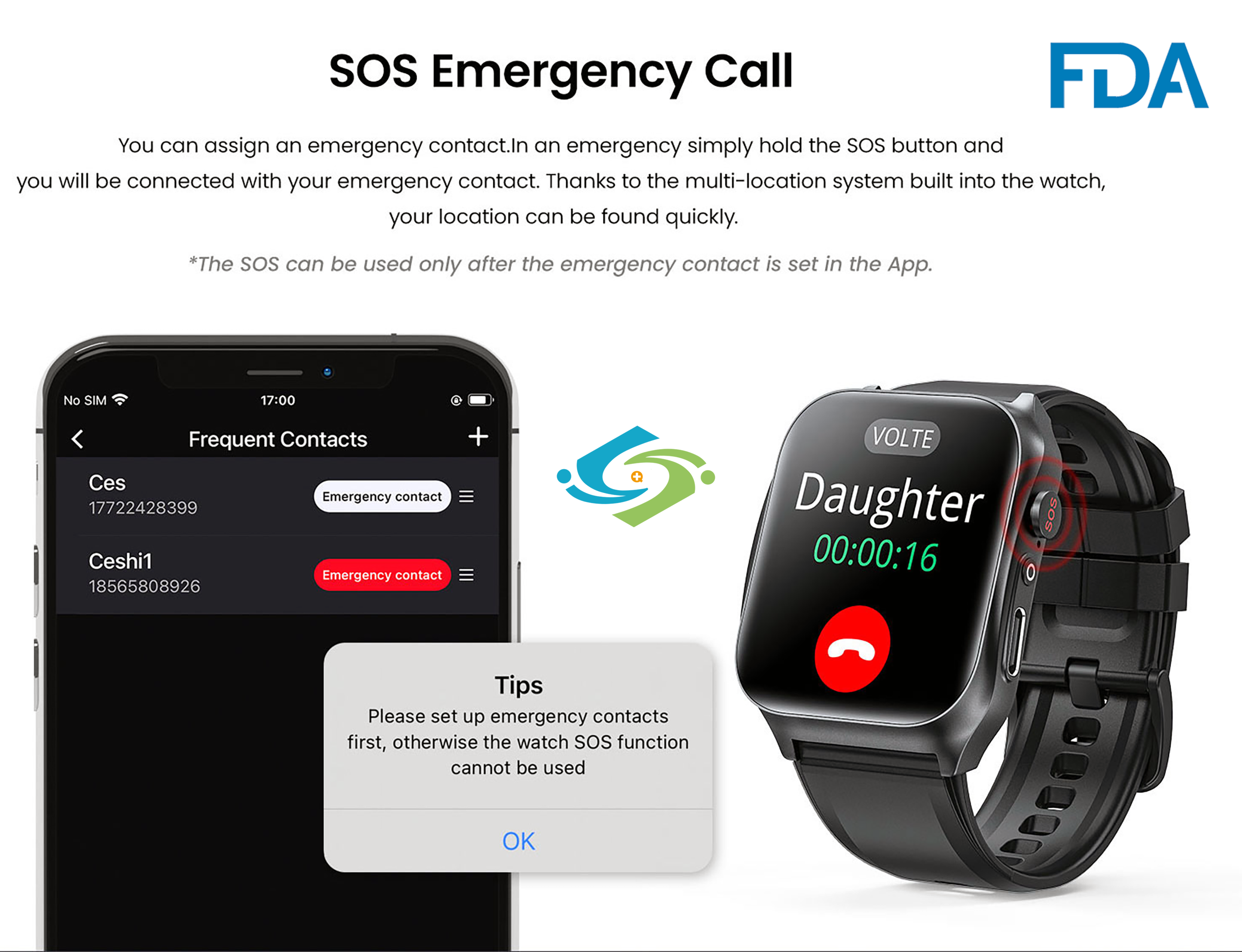 Cfda Nmpa Smart Health Watch, 4g Sos Calling & Positioning, Spo2 ...