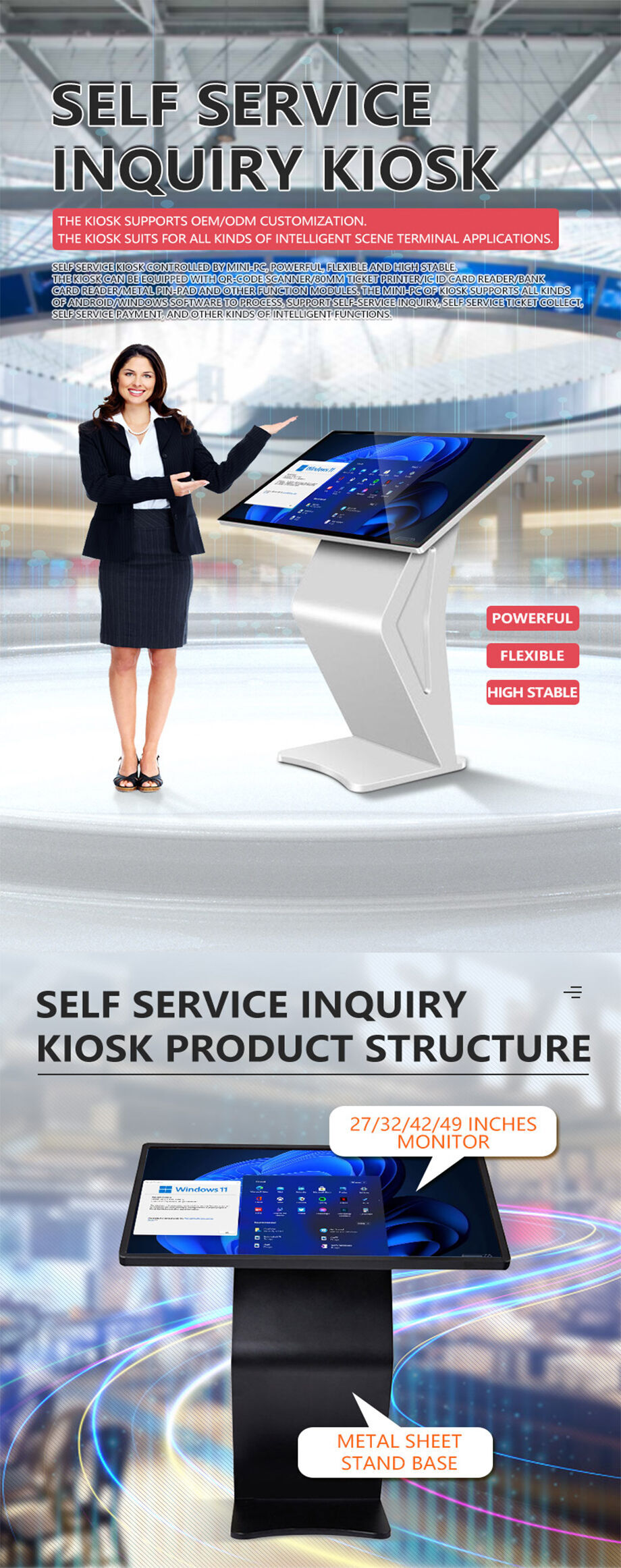 Touch Information Inquiry Shopping Mall Self Service Touch Kiosk With ...