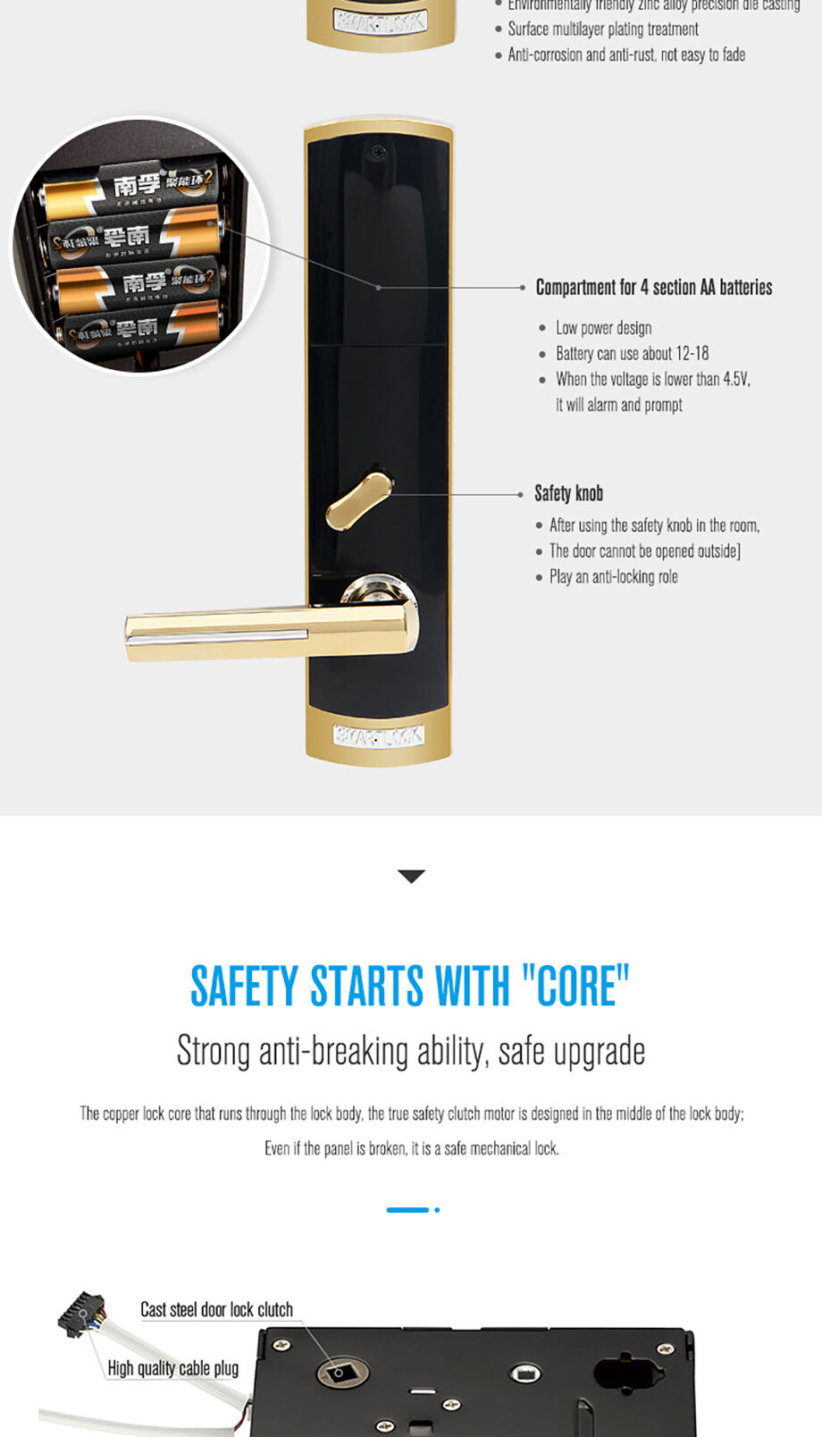 Factory Price Golden Black Stainless Steel Swipe Card To Unlock For ...