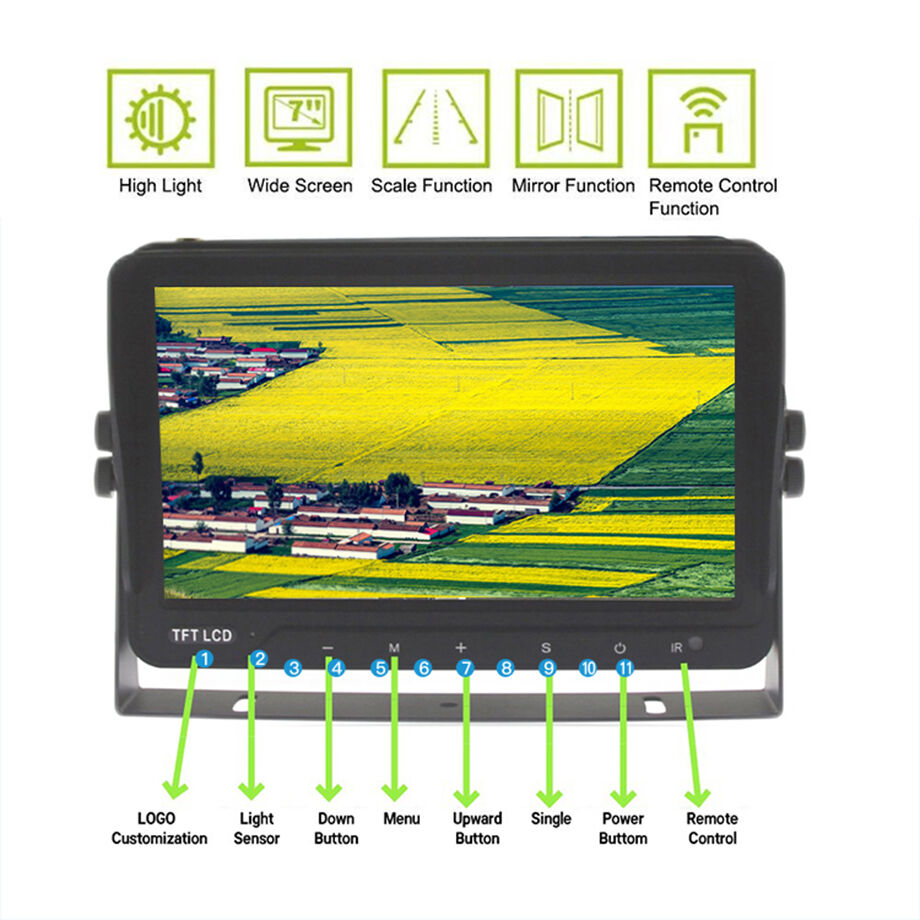 Private Model 7 Inch Touch Button Car Monitor Reverse Bus Monitor 1024* ...