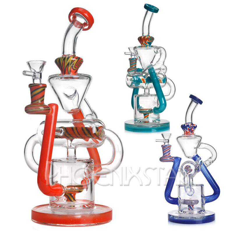 12 Inches Thick Water Pipe Showerhead Perc Round Base American Northstar Glass Rod Recycler Oil ...