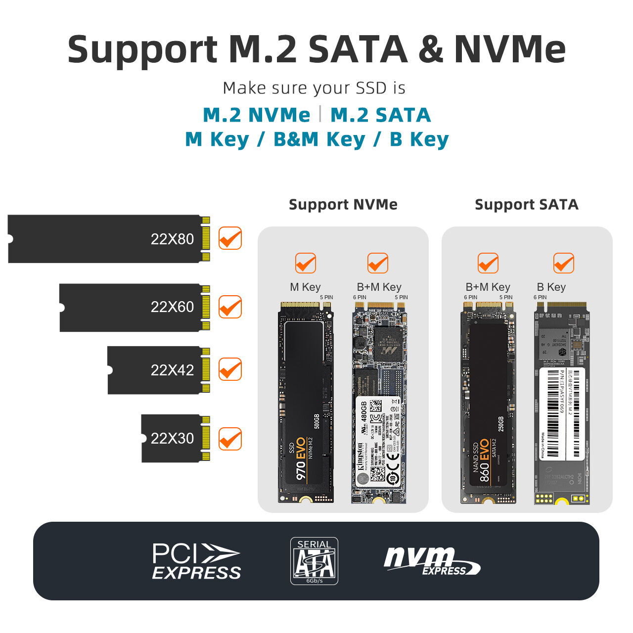 Maiwo K1683p2 Aluminum Sata / Nvme M.2 Ssd Enclosure External Hdd ...