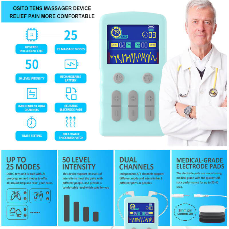 Pain Relief Machine Electric Pulse Massager Tens Ems Therapy Machine Health Care Massager Device ...