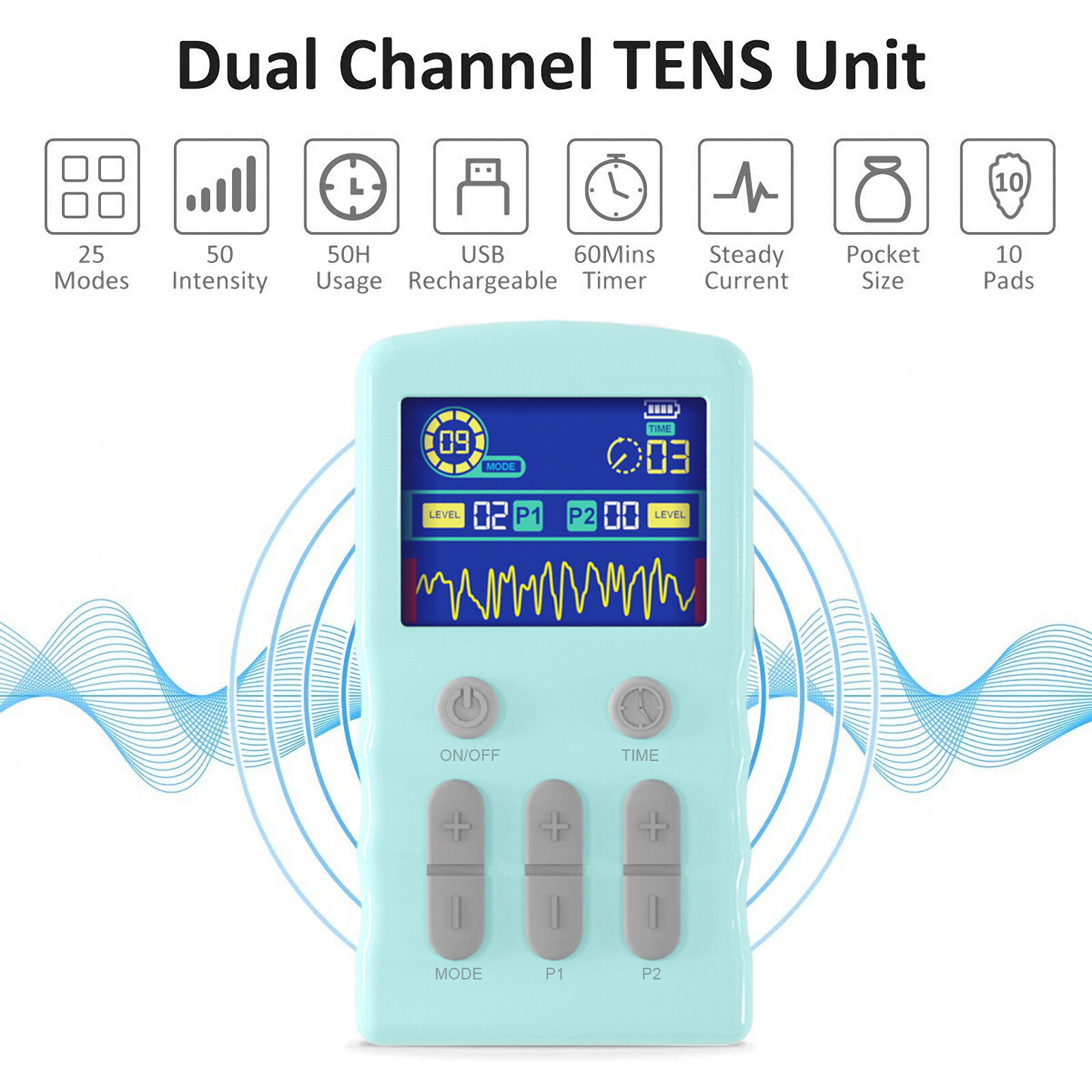 Pain Relief Machine Electric Pulse Massager Tens Ems Therapy Machine ...