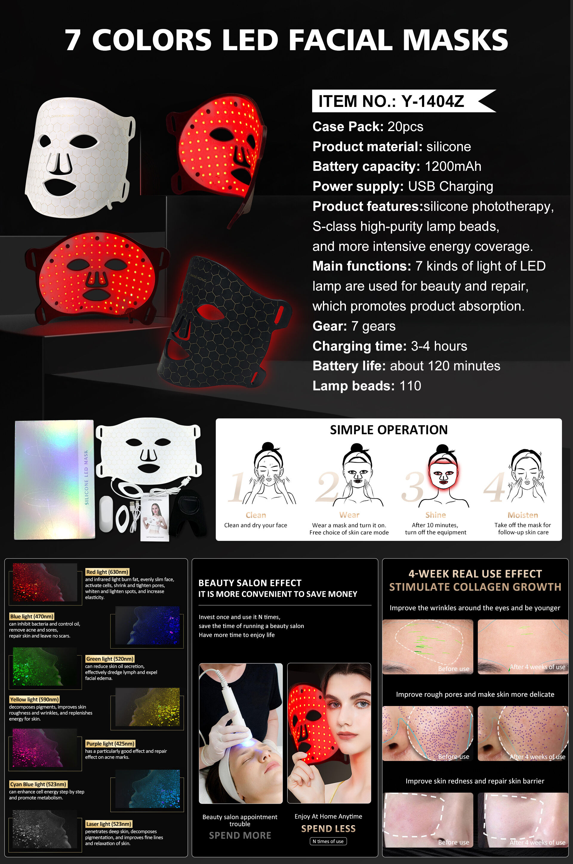 Photon Therapy Mask Infrared Red Light Skin Rejuvenation Anti-wrinkle ...