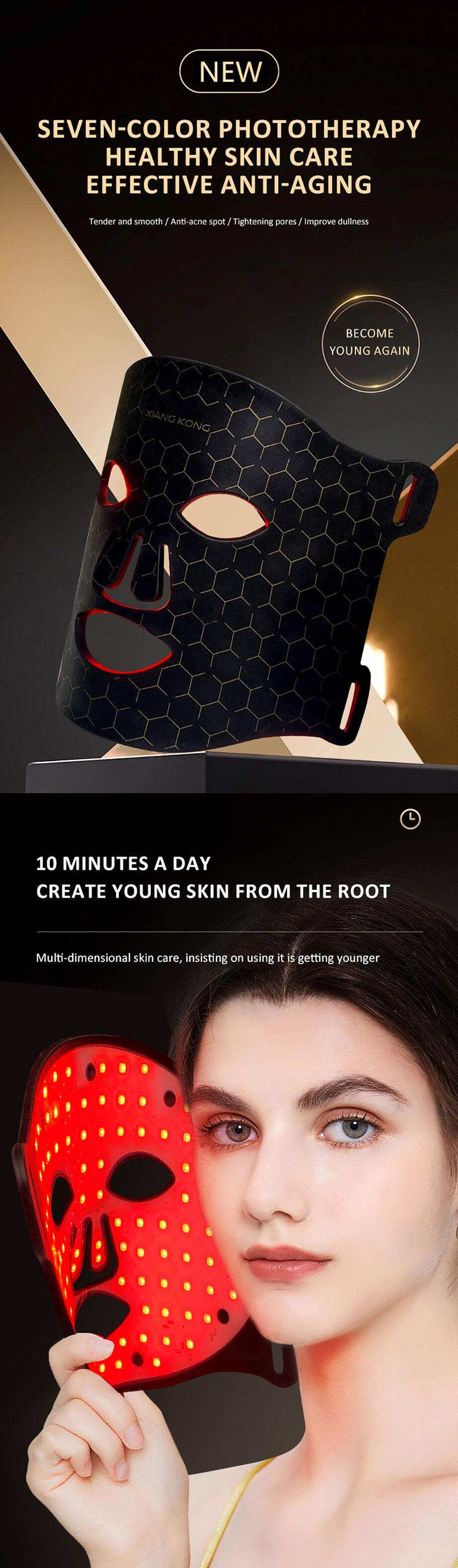 Photon Therapy Mask Infrared Red Light Skin Rejuvenation Anti-wrinkle ...