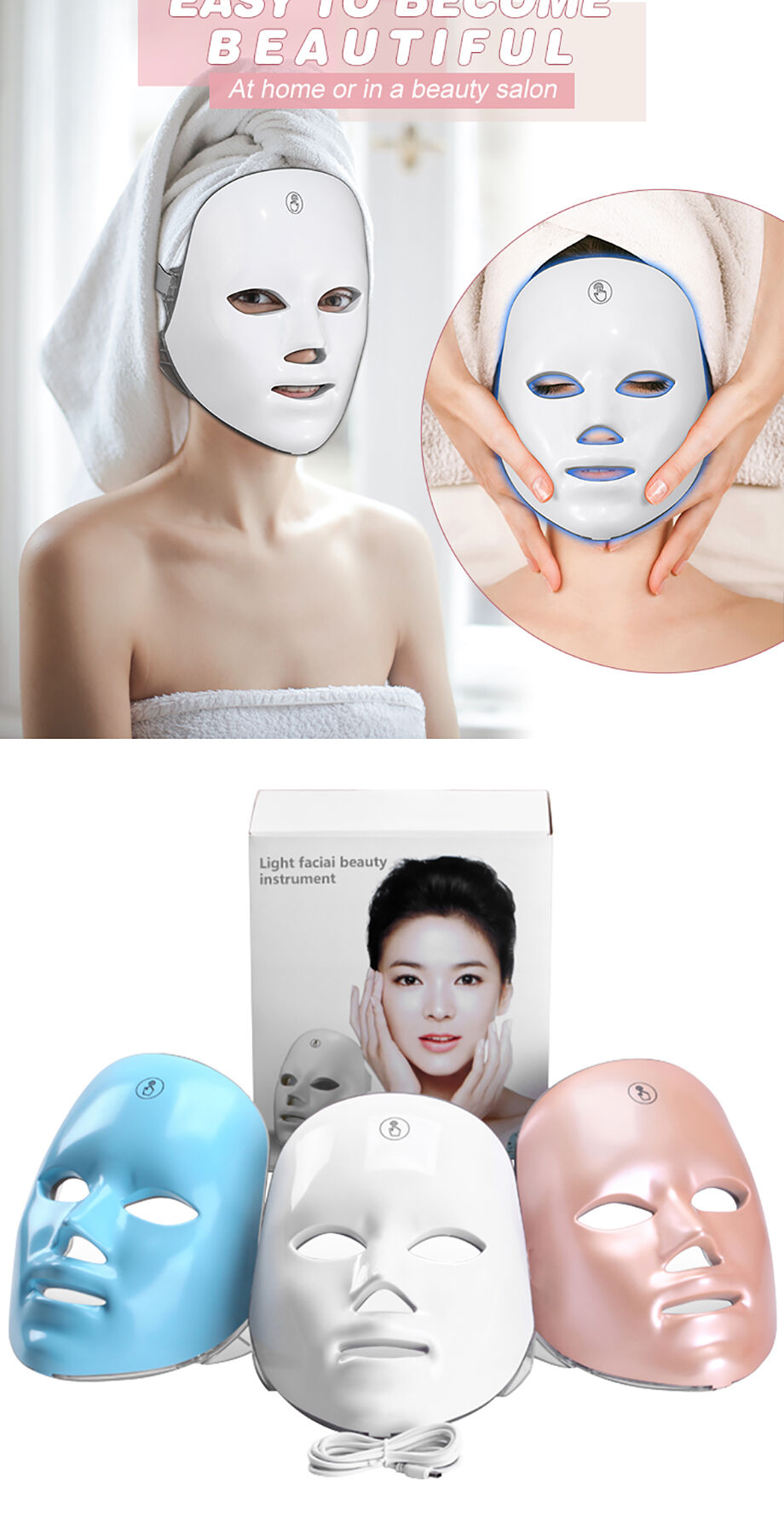 Hot Sell Skin Care Rechargeable 7 Color Led Photon Light Therapy ...