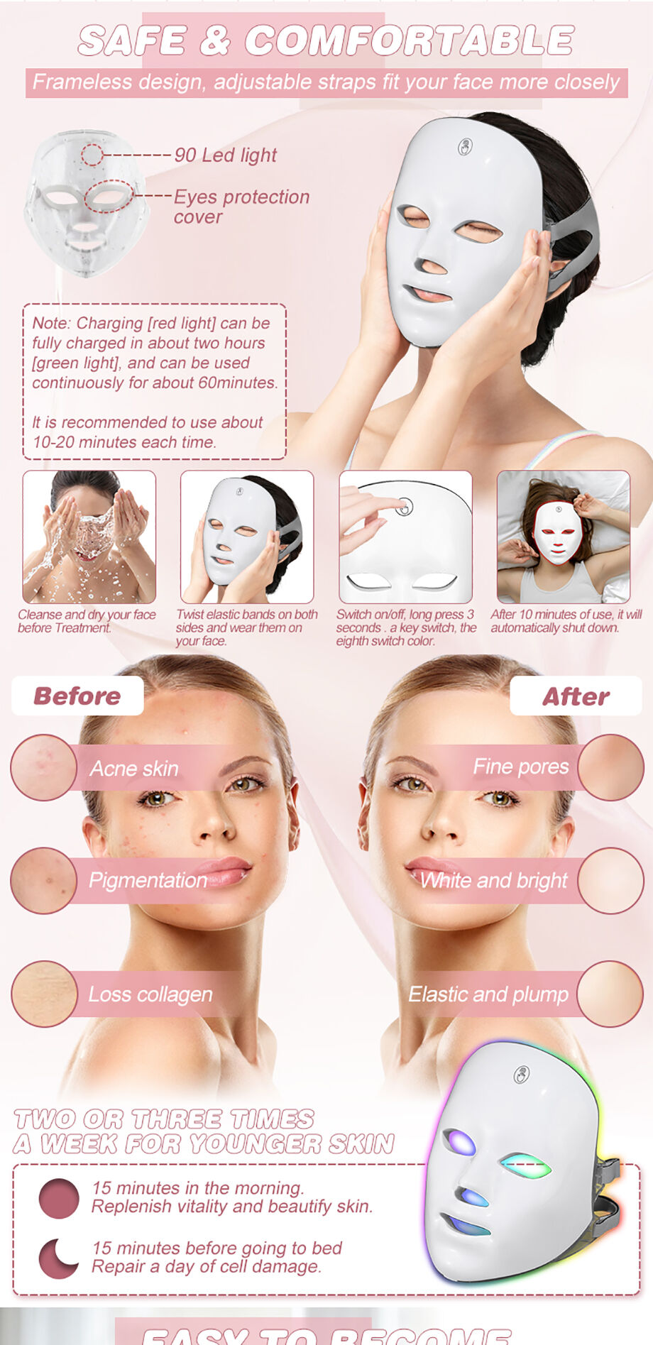 Hot Sell Skin Care Rechargeable 7 Color Led Photon Light Therapy ...