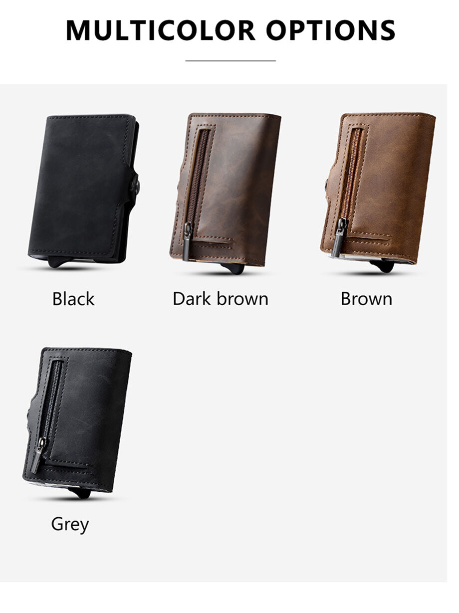 Men's Vintage Side Push Pop Up Leather Wallet Anti Theft Leather Multi ...
