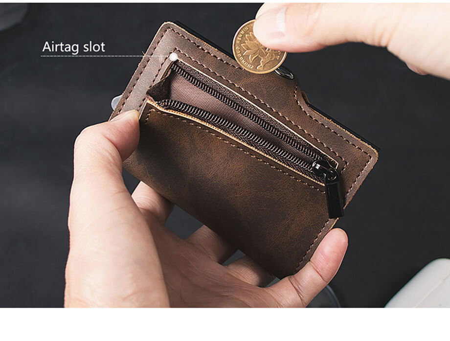 Men's Vintage Side Push Pop Up Leather Wallet Anti Theft Leather Multi ...