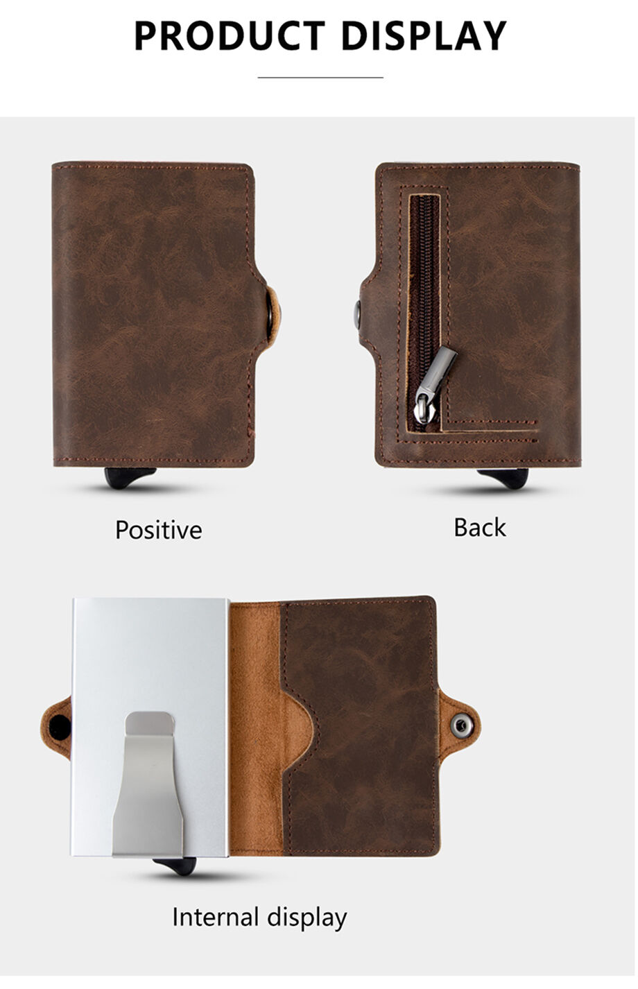 Men's Vintage Side Push Pop Up Leather Wallet Anti Theft Leather Multi ...