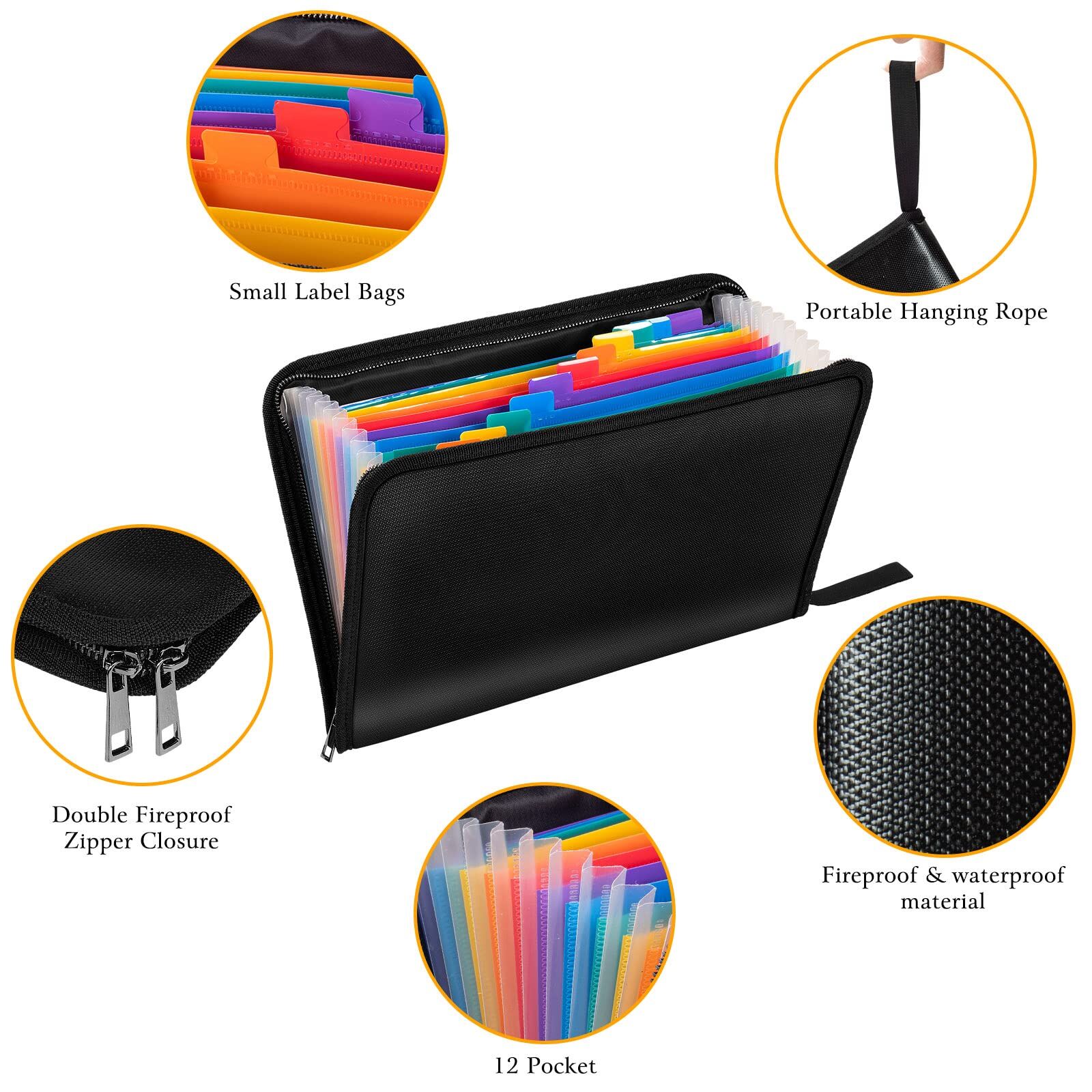A4 Size Fireproof Expanding File Folder With 12 Multicolored Pockets ...