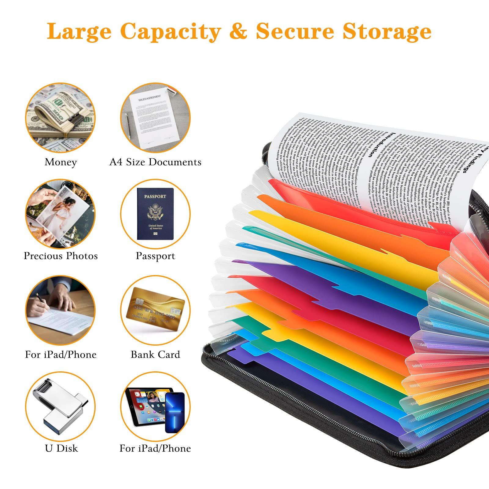 A4 Size Fireproof Expanding File Folder With 12 Multicolored Pockets ...