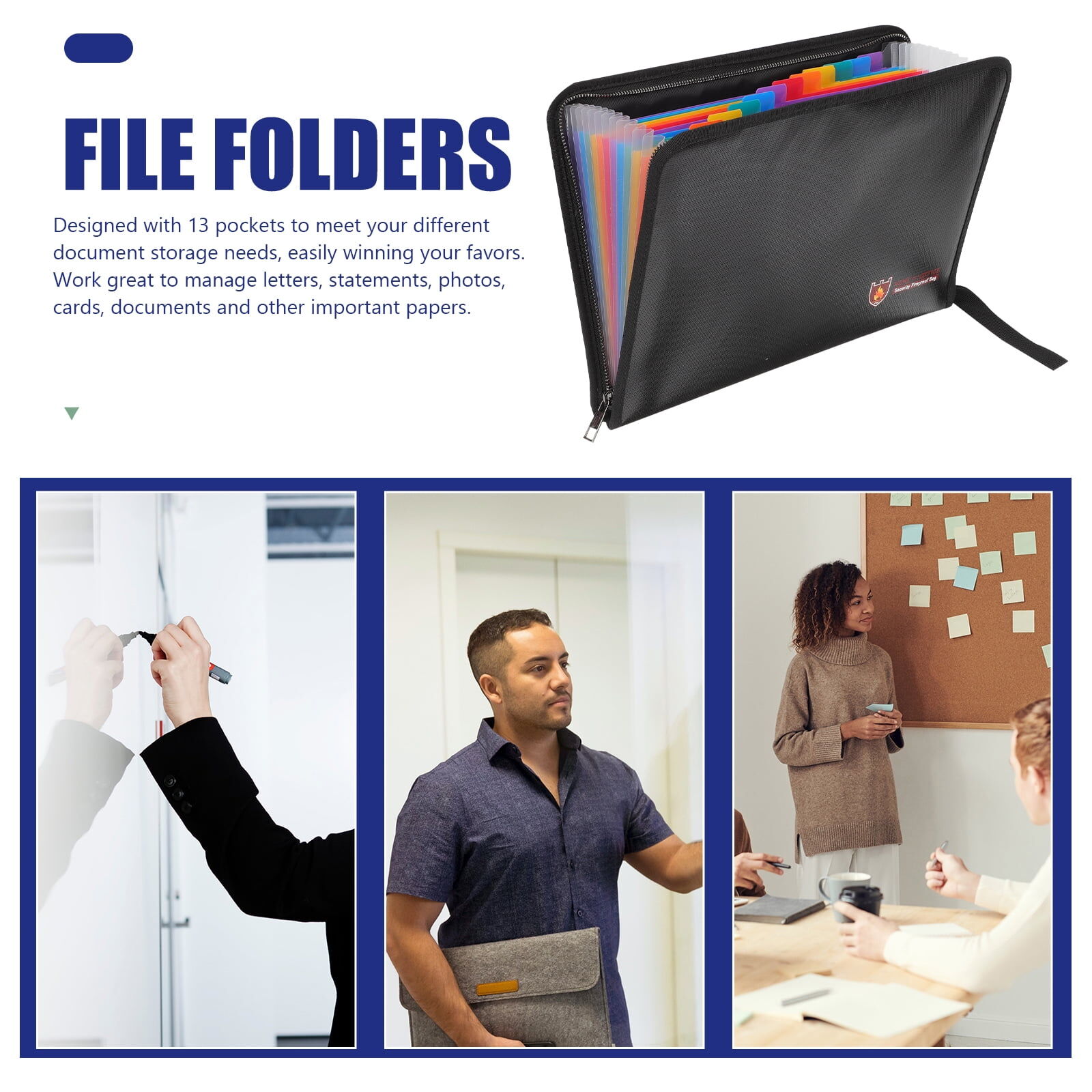 A4 Size Fireproof Expanding File Folder With 12 Multicolored Pockets ...