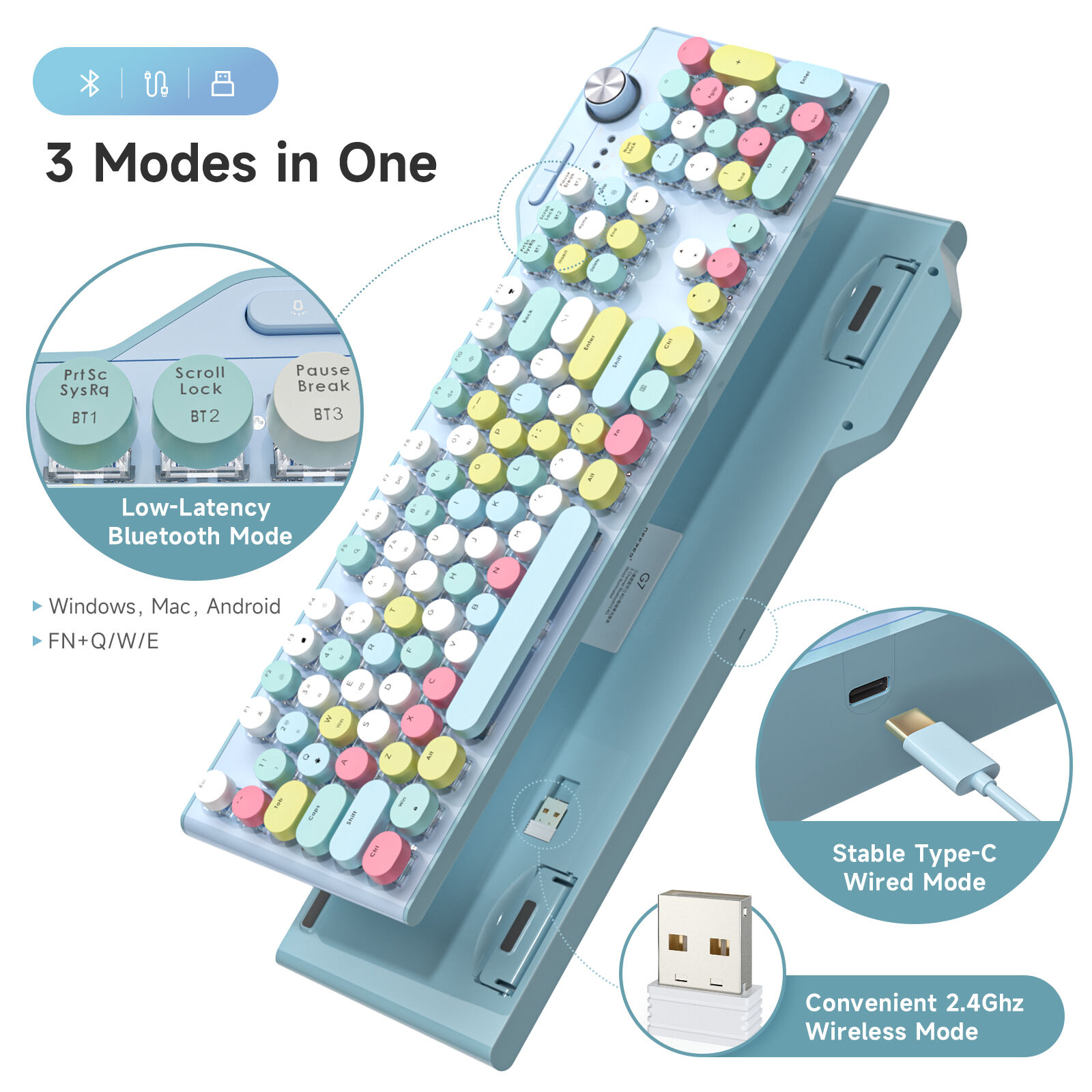 Mofii Geezer G7 Sk-058btwg 104 Keys Wired Gaming Mechanical Keyboard ...