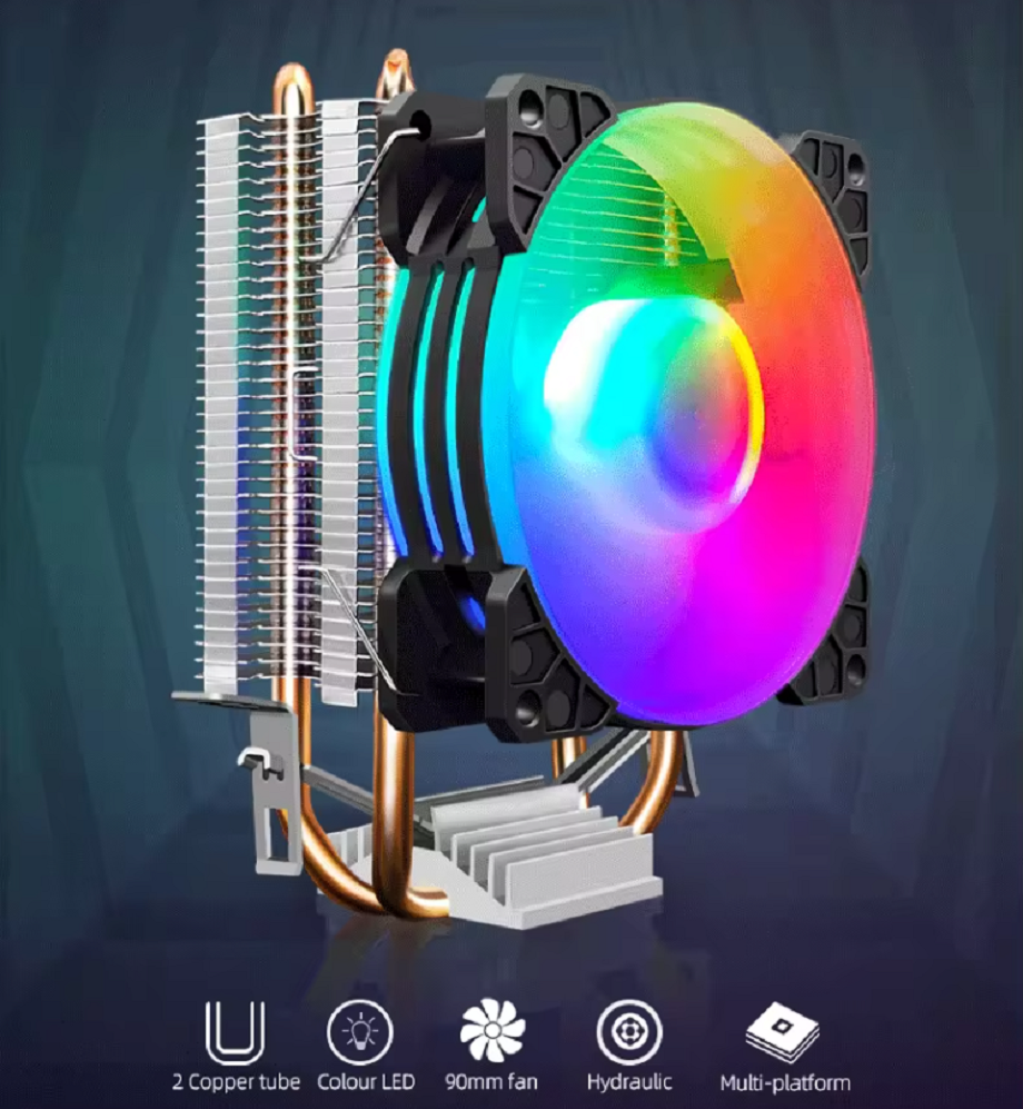 Factory Price Cooling Fan Kit With 2 Heat Sink Copper Pipes 90mm Pc Cpu ...