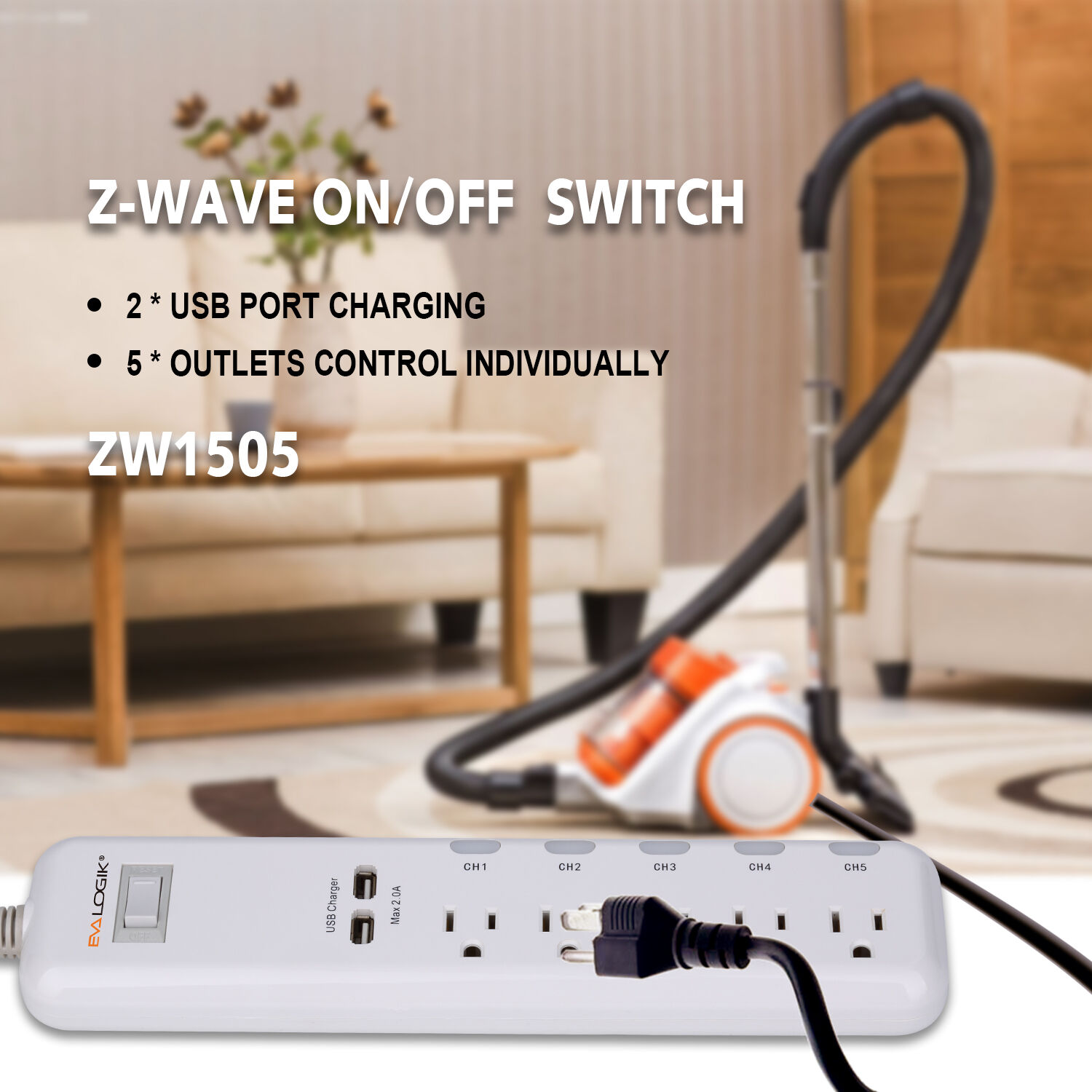 Z-wave Power Strip With Usb Wireless Remote Control Desktop Switch With ...