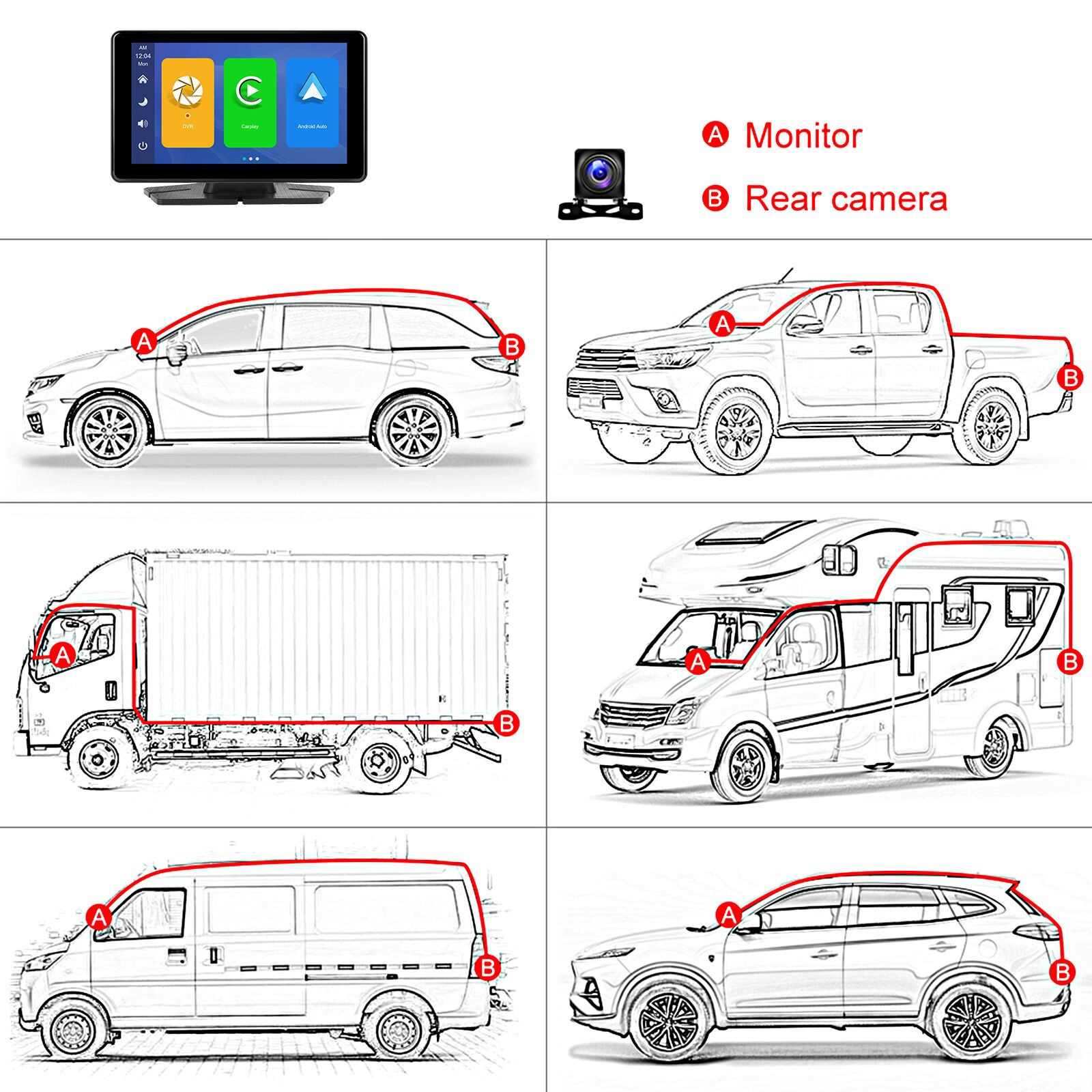 Podofo Portable Wireless Carplay Android Car Radio Pnd 7 Inch Touch ...