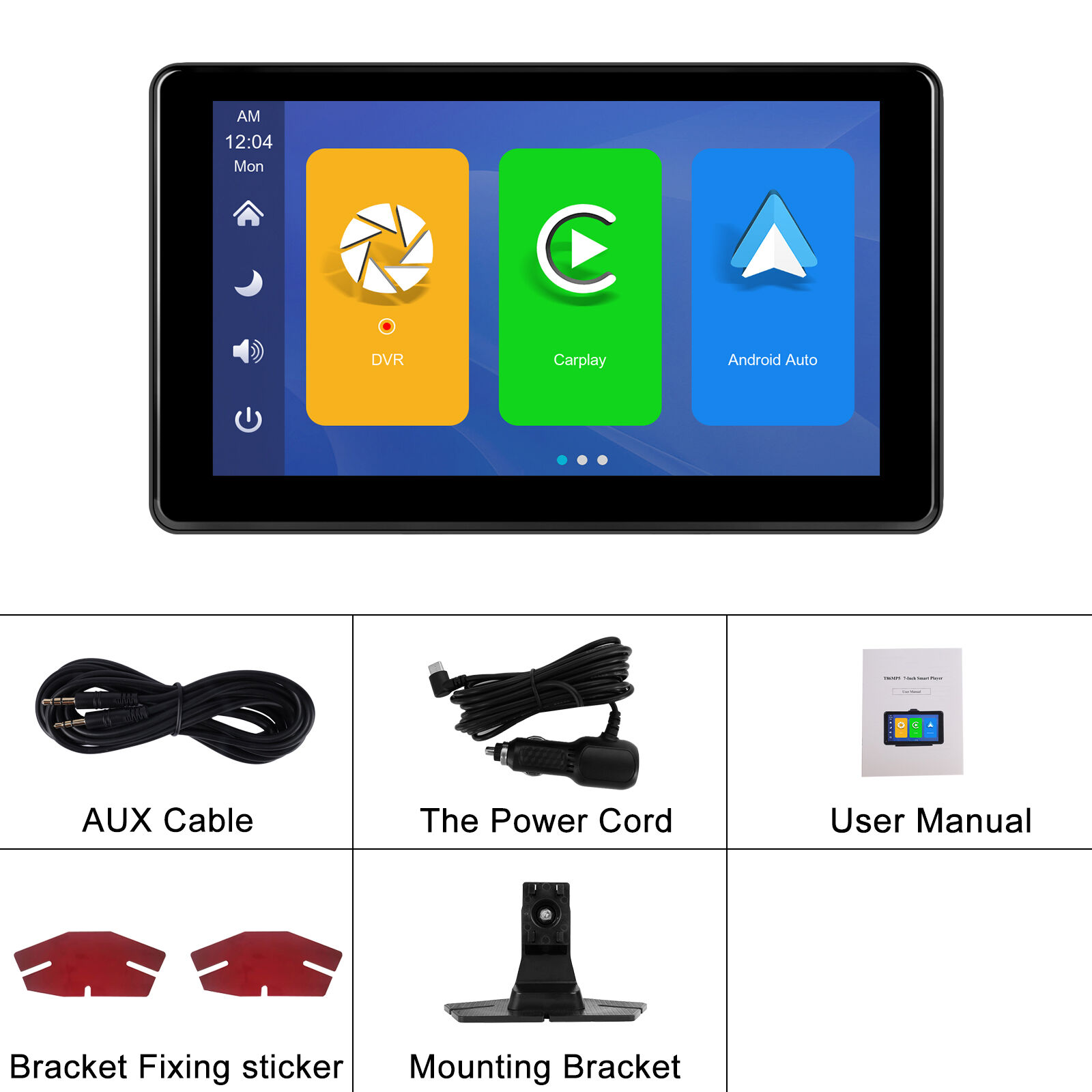 Podofo Portable Wireless Carplay Android Car Radio Pnd 7 Inch Touch ...