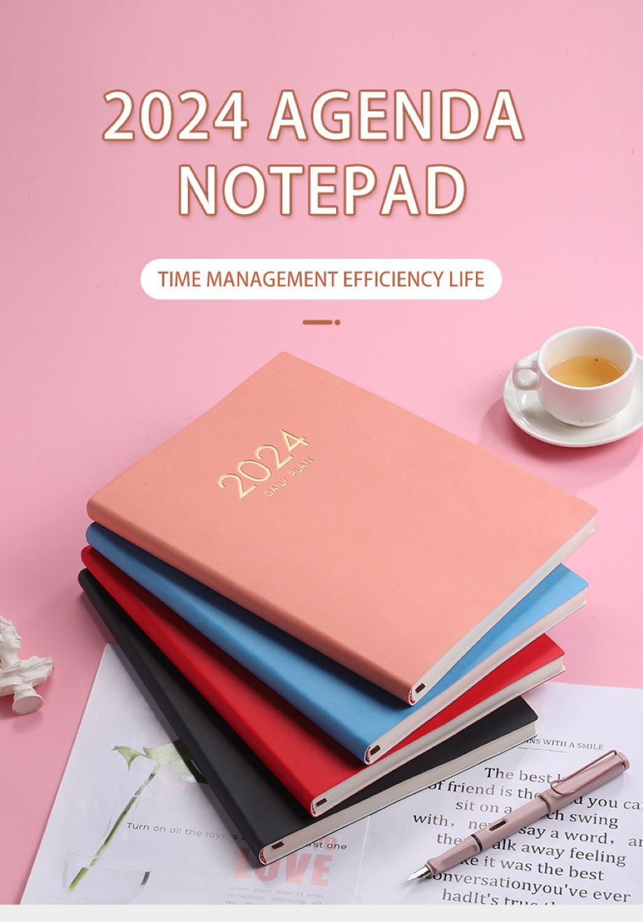 Custom A4 Pu Calendar 365 Days Year Planner Gold Foil Notebook - Buy ...