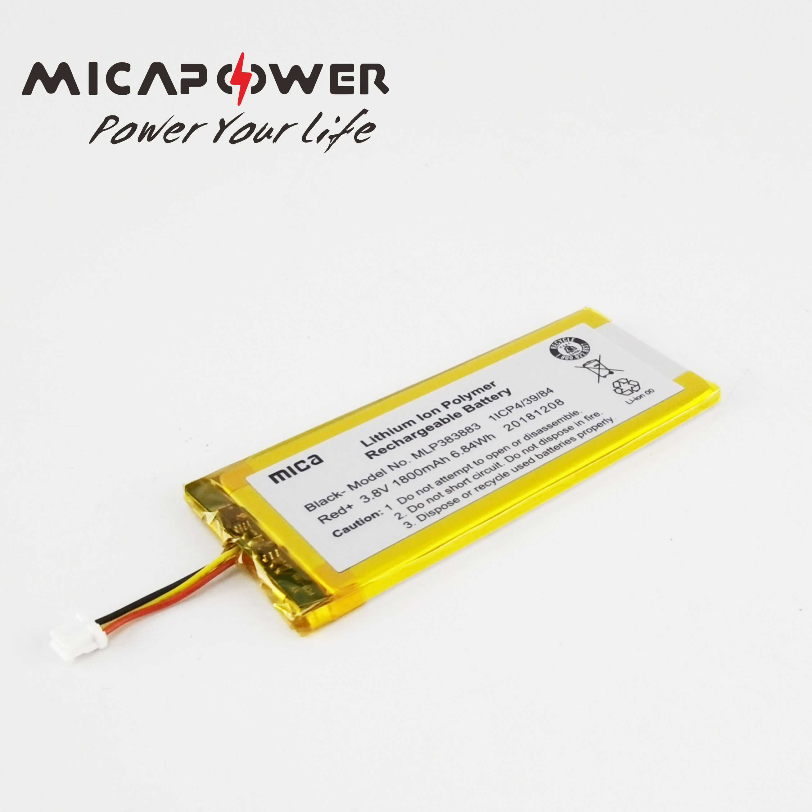 Mica Power 3.8v 1800mah 6.84wh Lithium Ion Polymer Battery Rechargeable ...