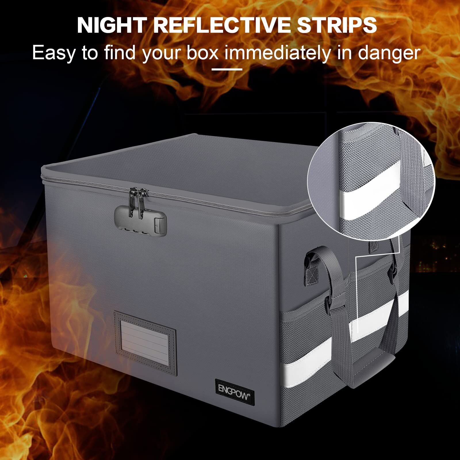 Large Fireproof Box With Lock Collapsible Portable Home Office Safe Box With Handle File