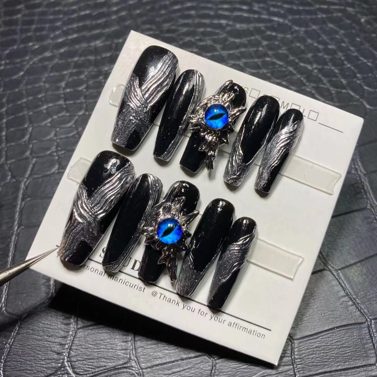 Wholesale Custom Press On Nails Medium Coffin Pearl French Tip Nails ...