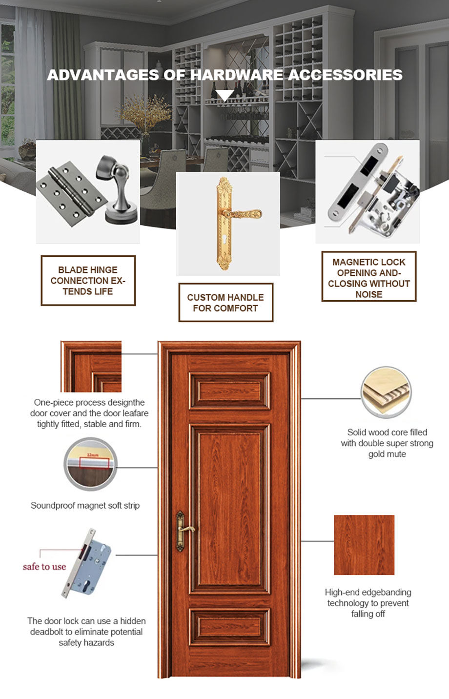 New Design Fire Rated Hotel Guest Room Entry Wood Door Modern Door ...