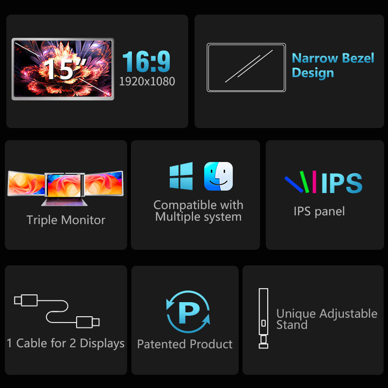 2024 New Product 15 Inches Dual Monitor 2ips 1080p Screen Portable Type ...